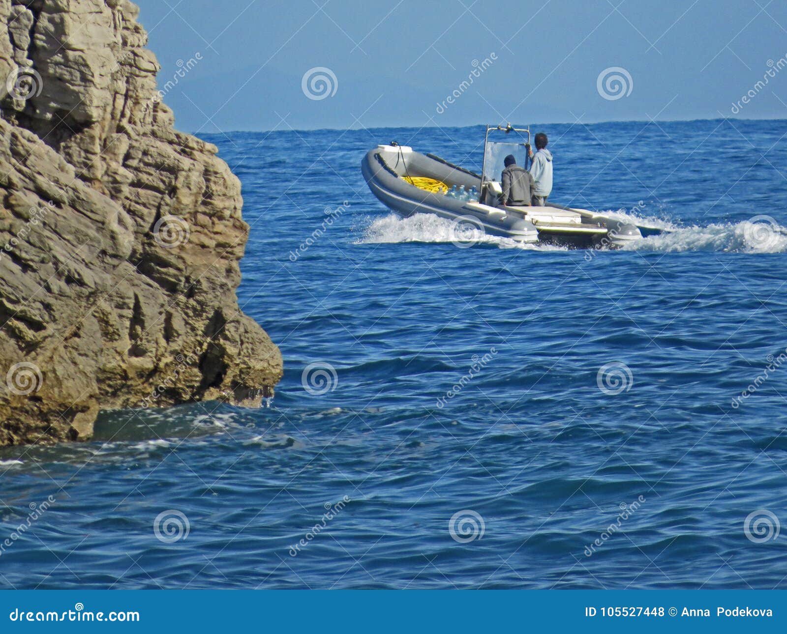 People in a Dinghy Boat. Two Men in the Sea. Editorial Stock Photo ...