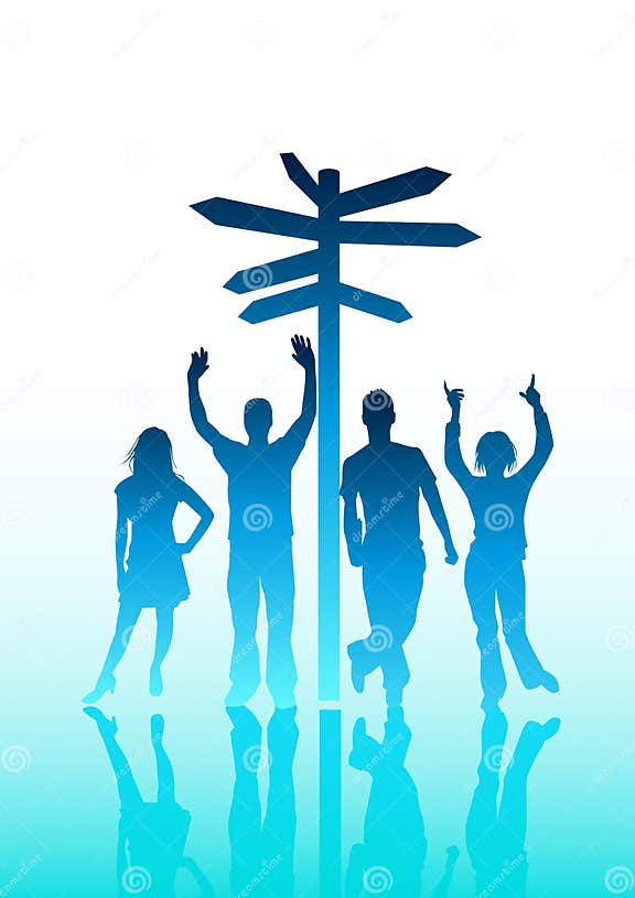 People and Directions stock illustration. Illustration of outgoing ...