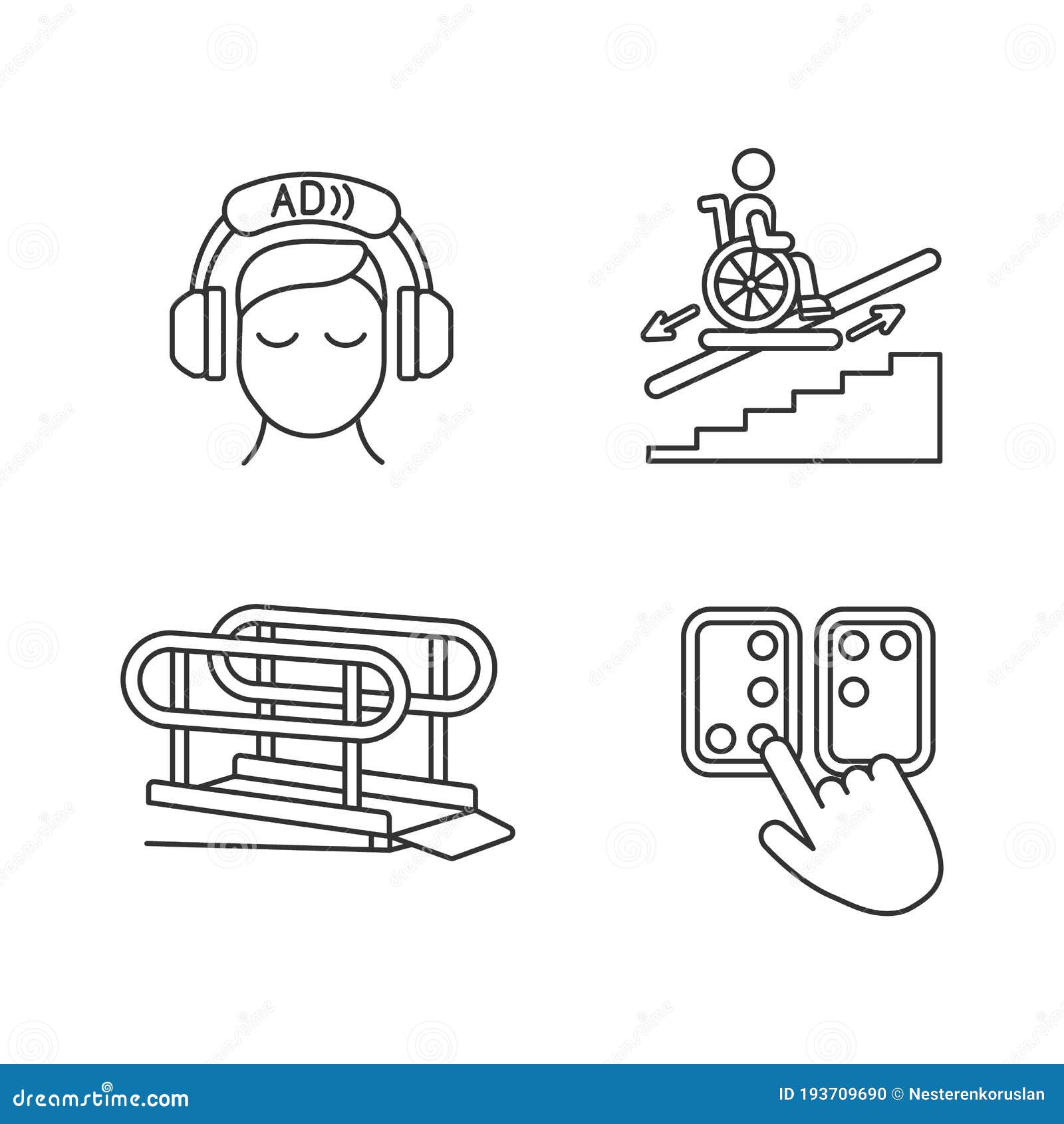 Wheelchair And Visually Impaired Symbols Flat Round Icons Vector ...