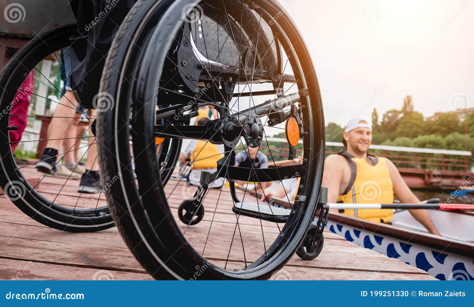 People with Disabilities Sail on a Rowing Boat. Stock Photo - Image of ...