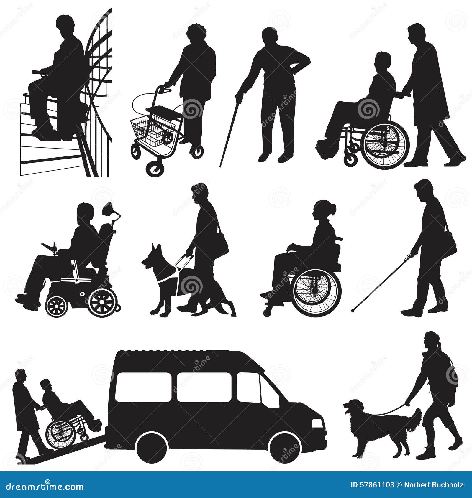 People with disabilities stock vector. Illustration of outline - 57861103
