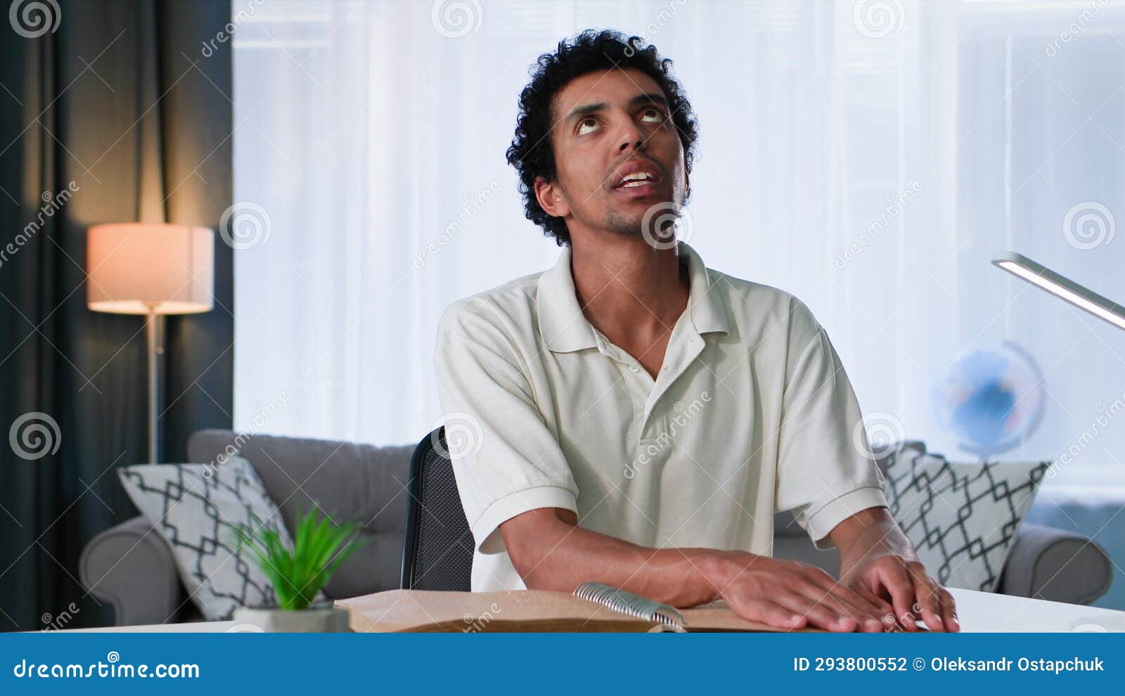 People with Disabilities, Young Black Man with Vision Problems Studying ...