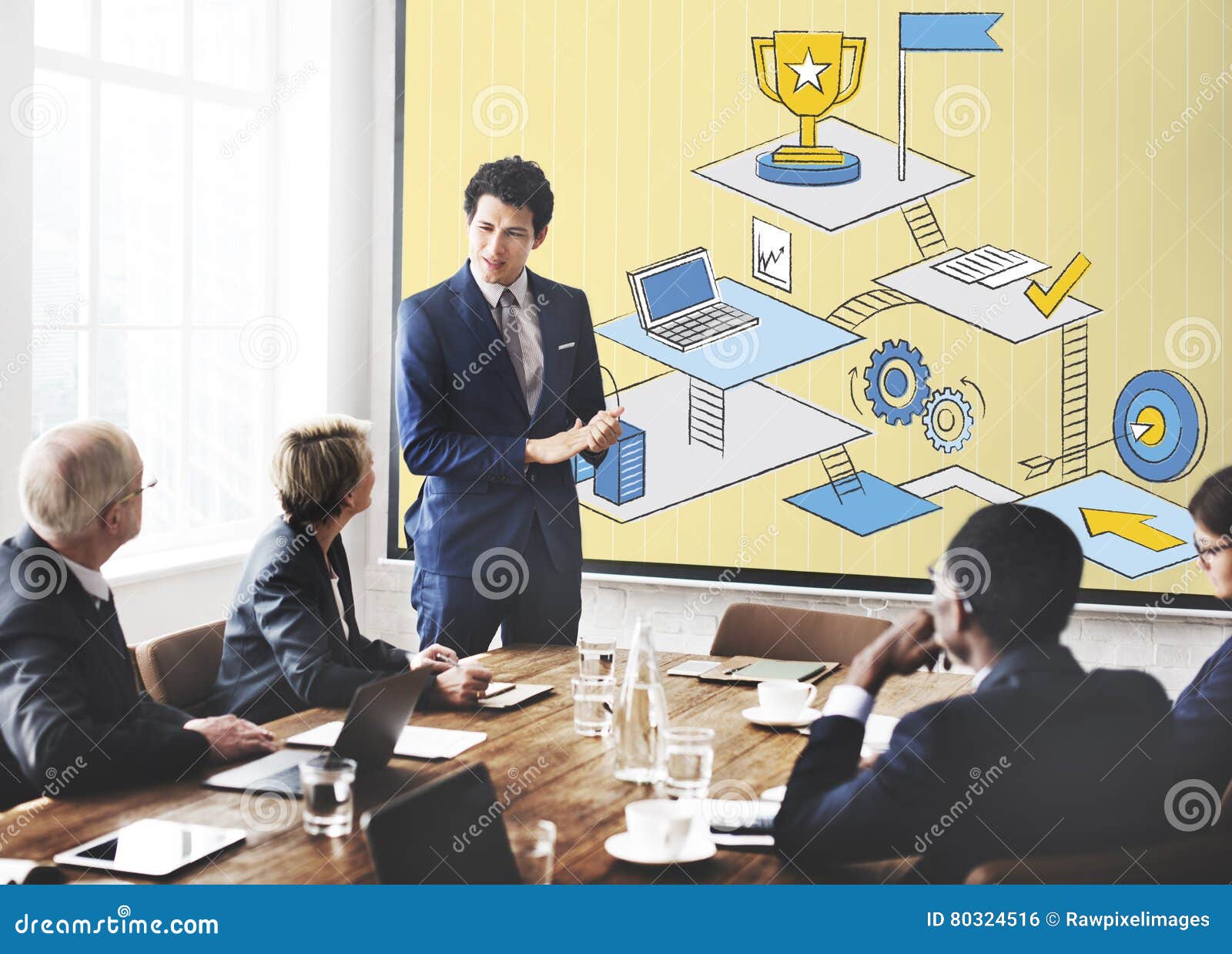 People Discuss Technology Goal Achievement Concept Stock Photo - Image ...