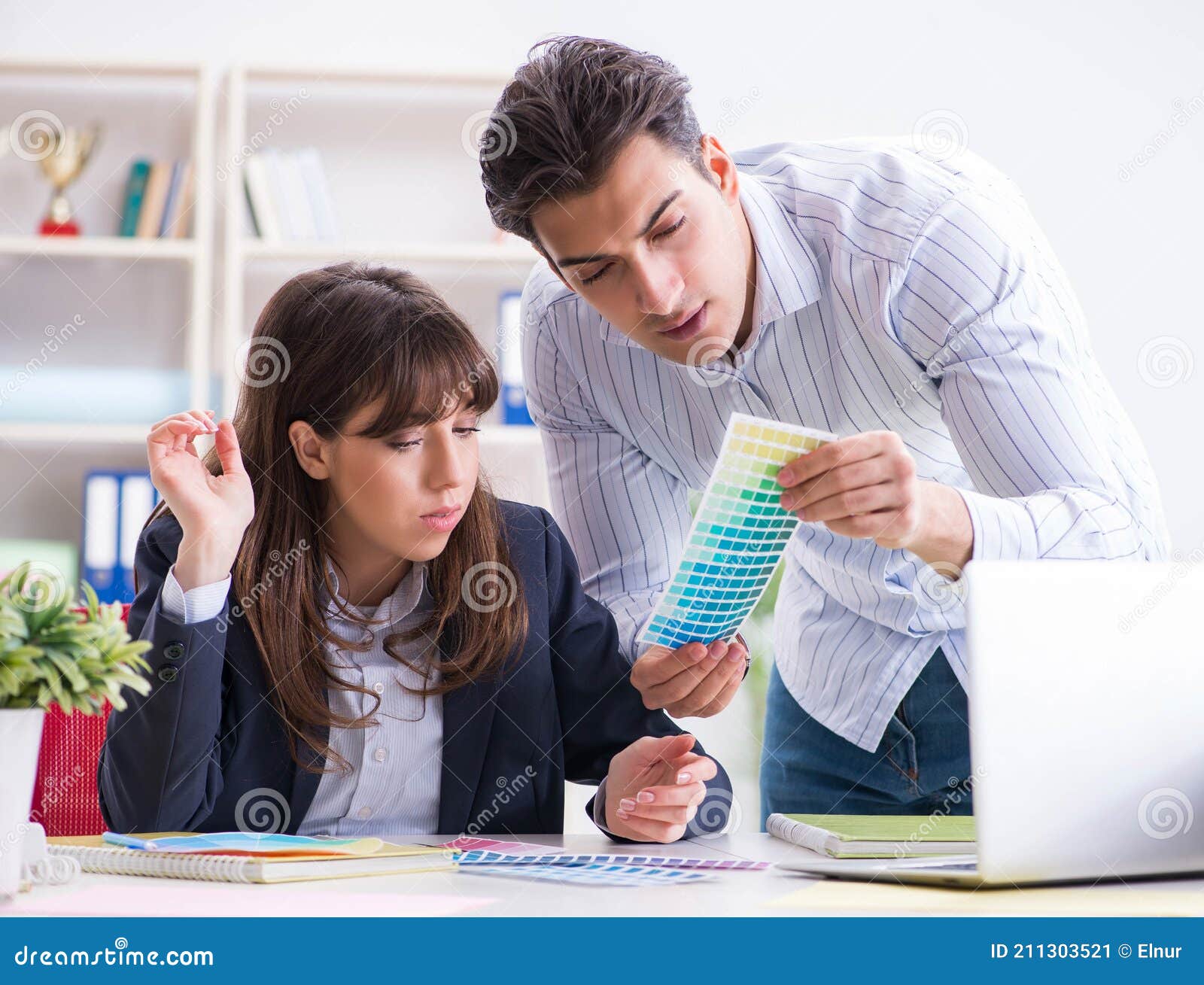 People Discussing New Design of Project Stock Image - Image of computer ...