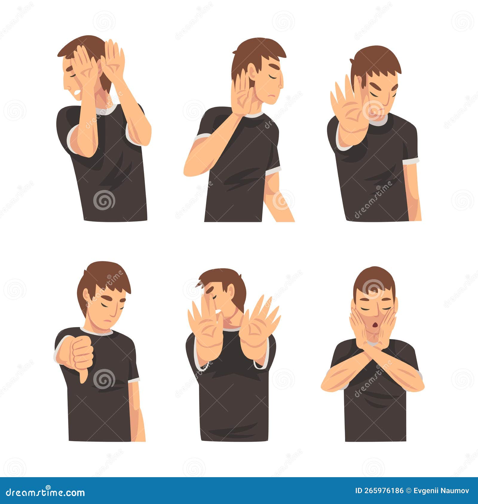 People with Dissatisfied Face Expression Showing Different Gestures Set ...