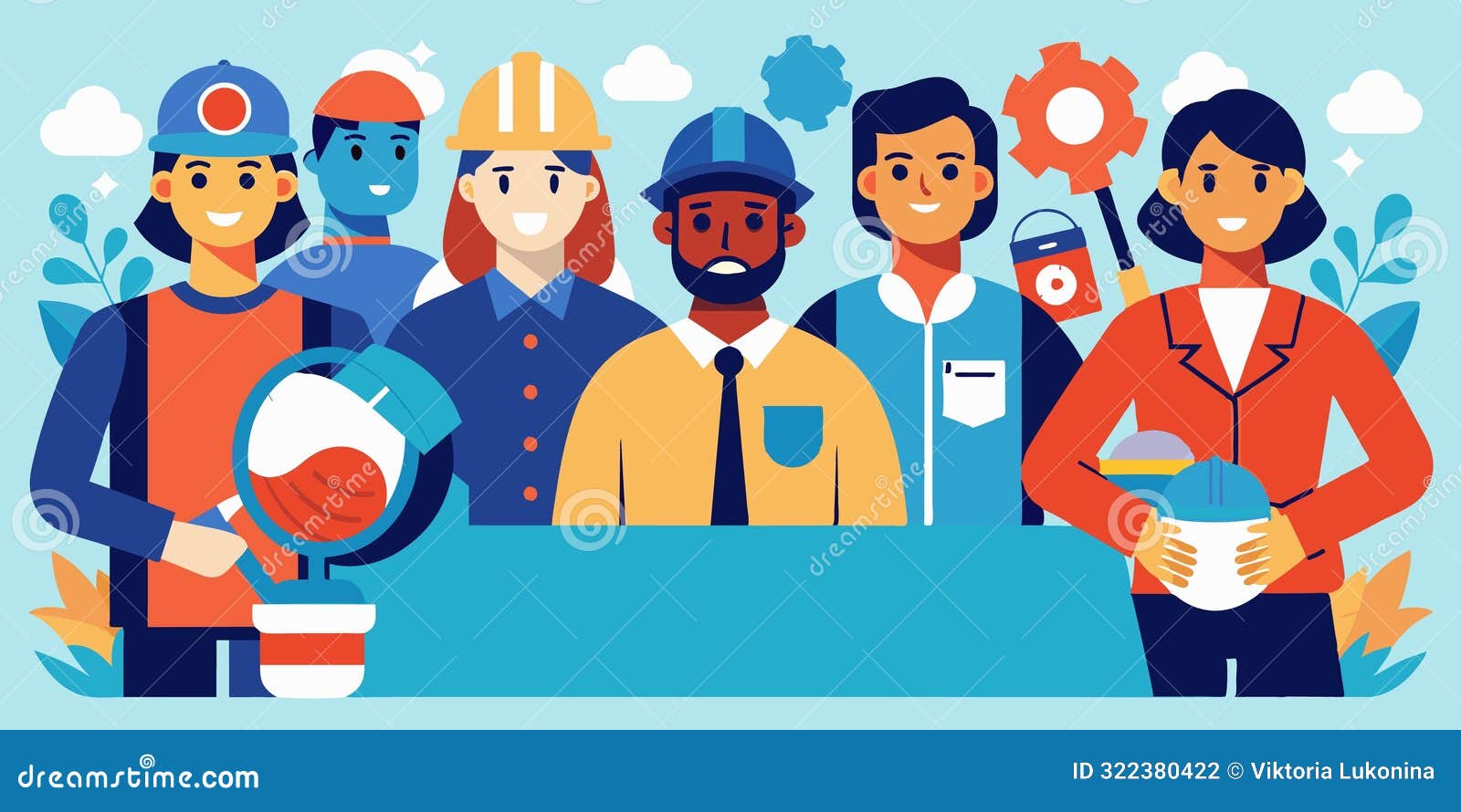 People of Diverse Professions Standing Together in Unity Stock Vector ...