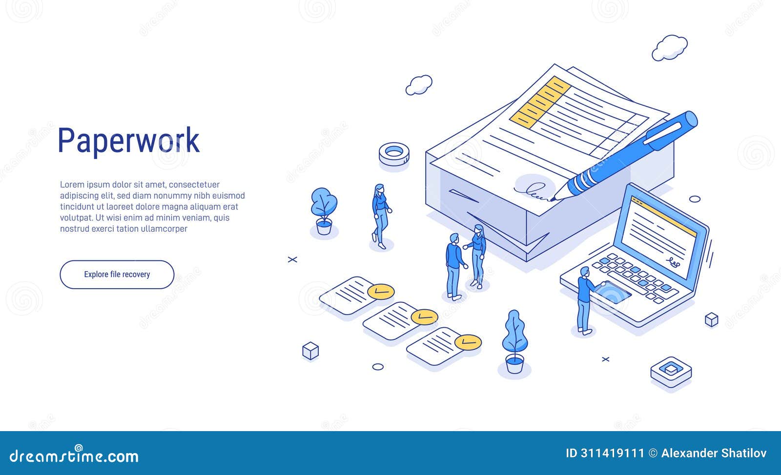 People Do Paperwork Concept Design. Everyday Life of an Office Worker ...