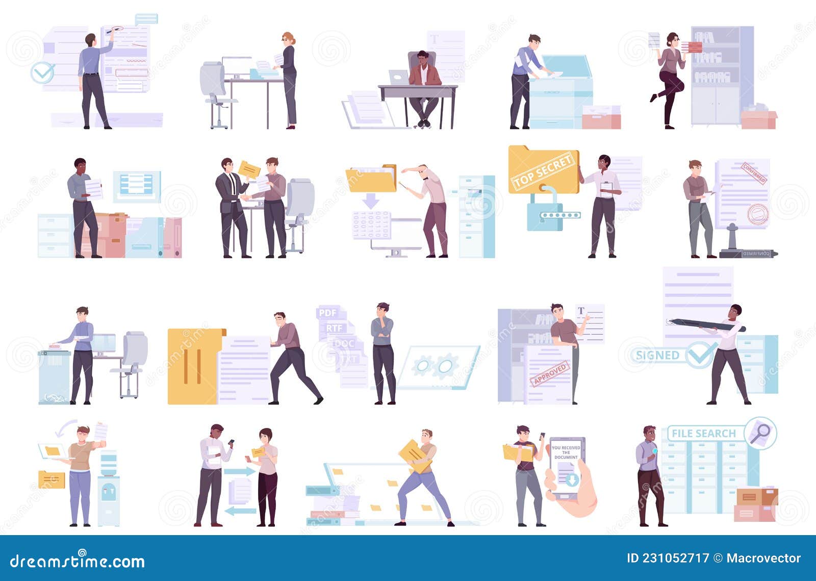 People and Documents Set stock illustration. Illustration of user ...