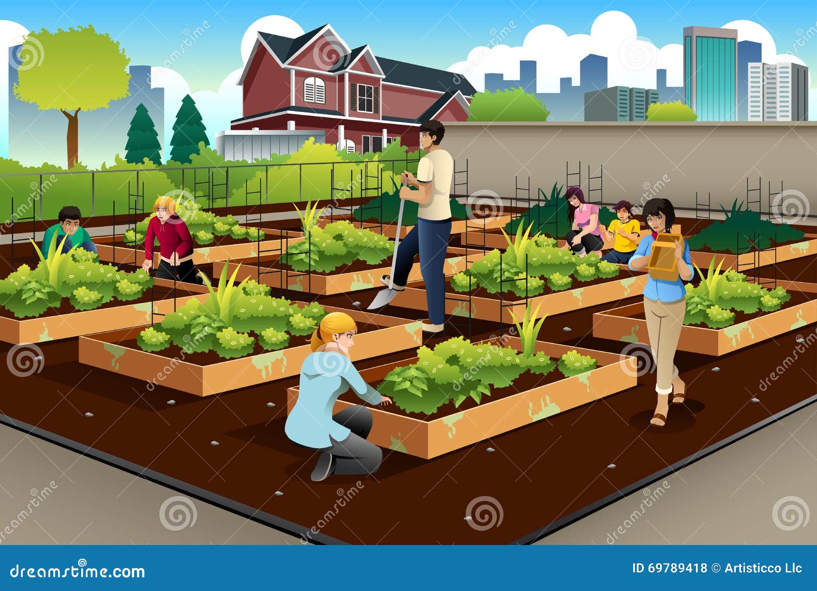People Doing Community Gardening Stock Vector Illustration Of Harvest