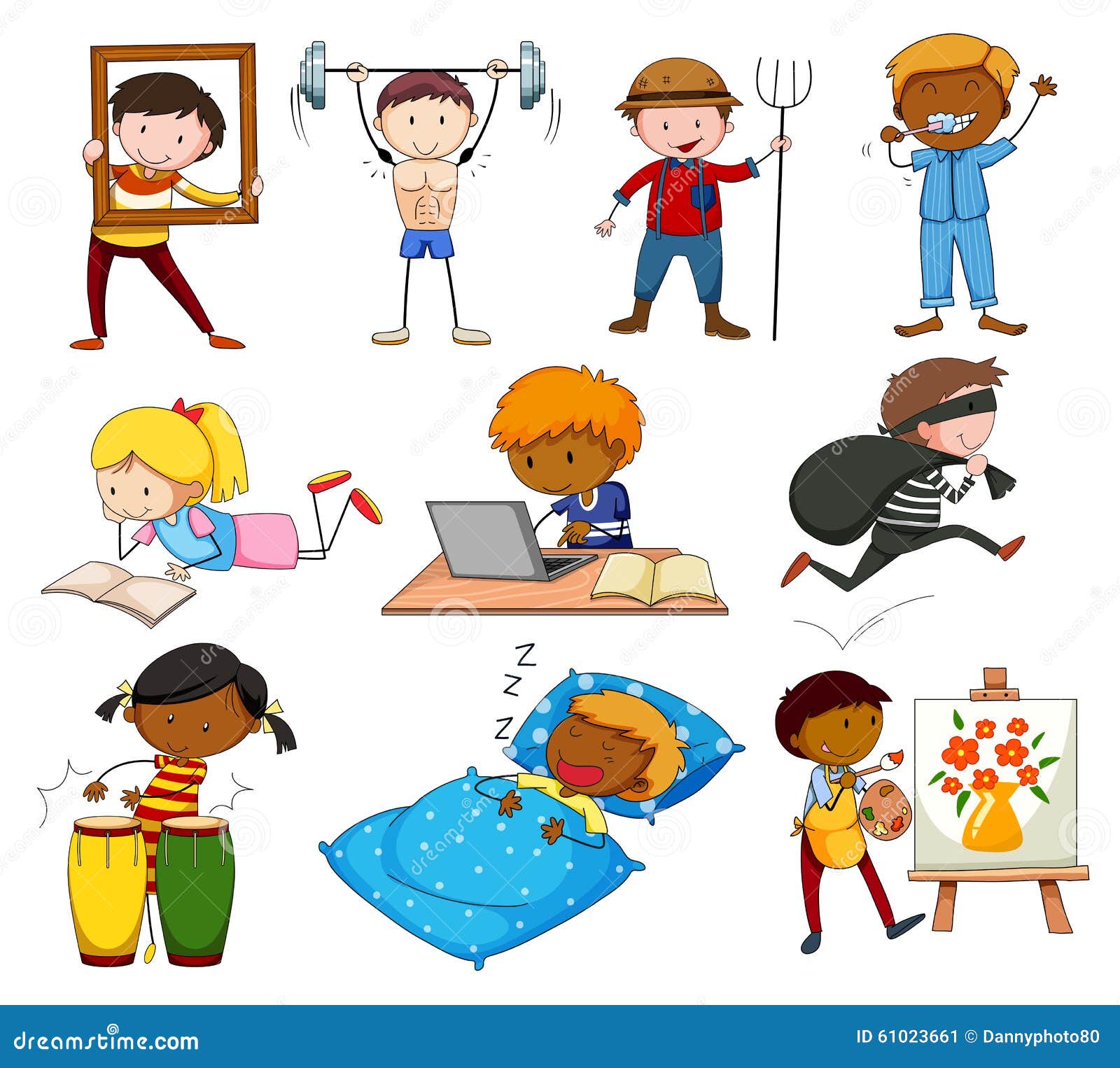 People Doing Different Activities Stock Illustration - Illustration of ...