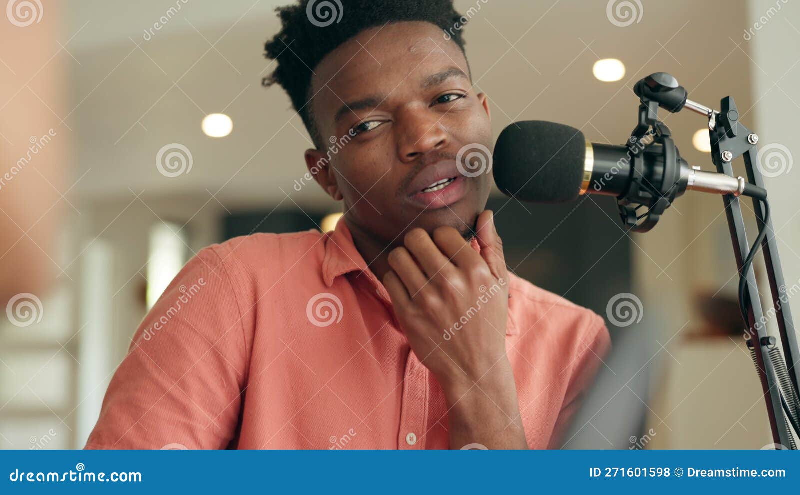 People Doing an Interview and Talking with a Mic for Podcast. Speaking ...