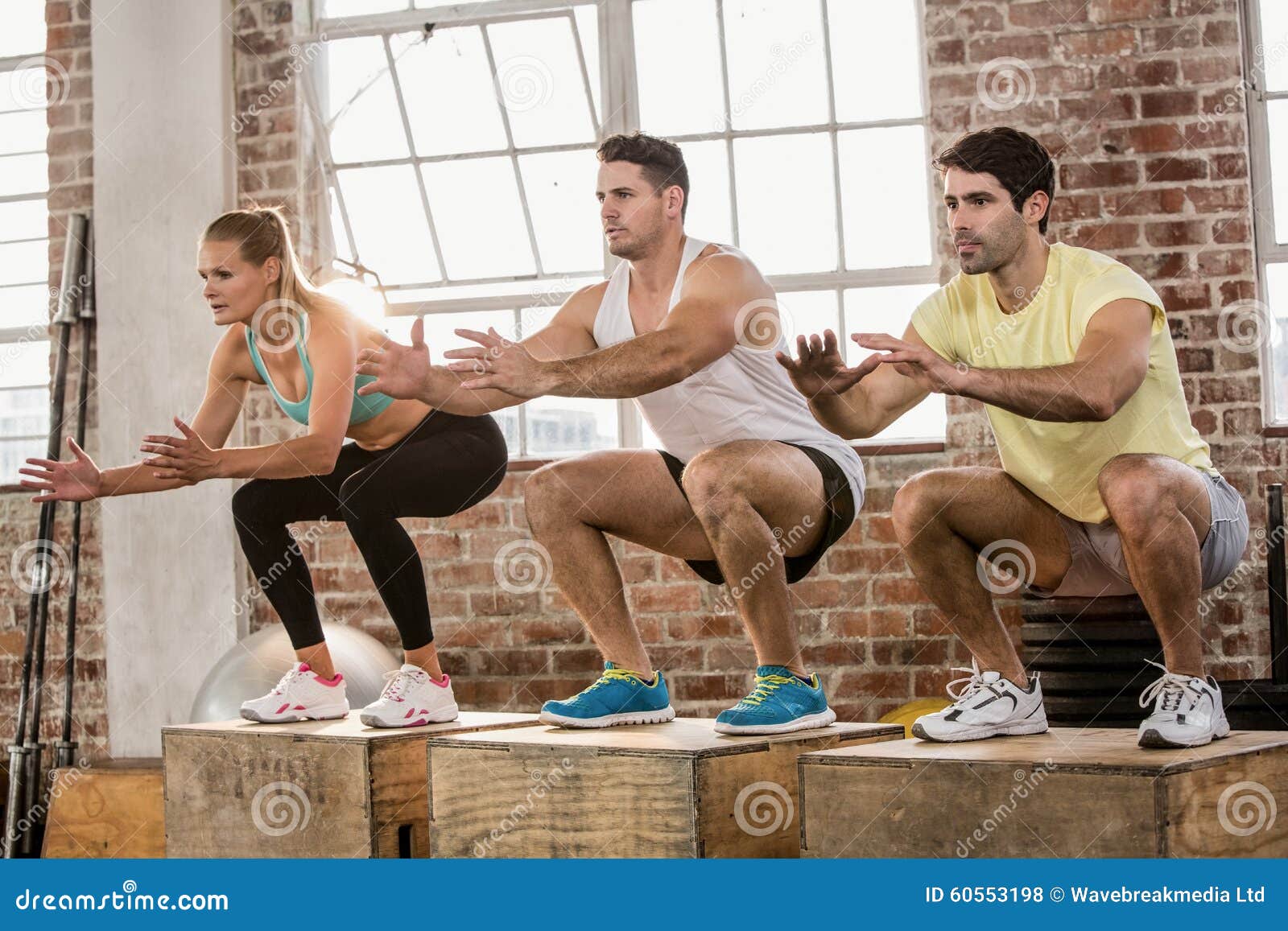 People Doing Plyo Box Exercise Stock Photo - Image of male ...