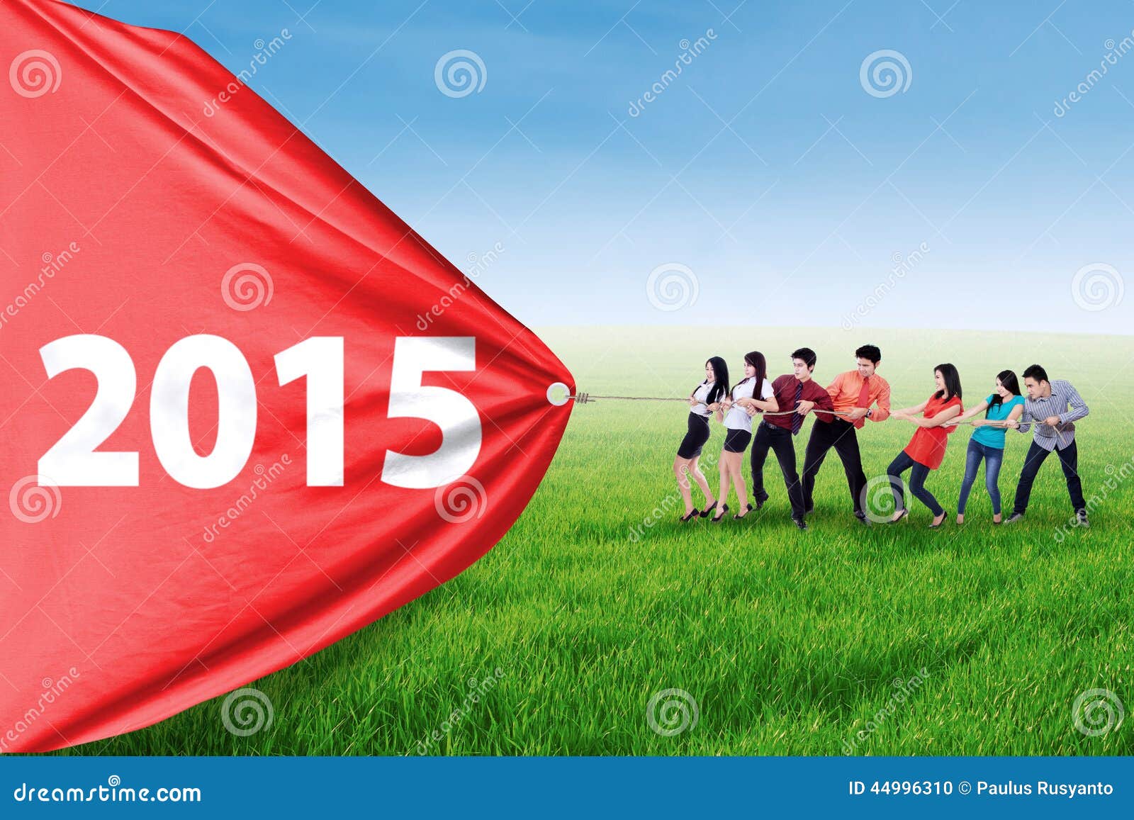 People Draw Number 2015 on Meadow Stock Illustration - Illustration of ...