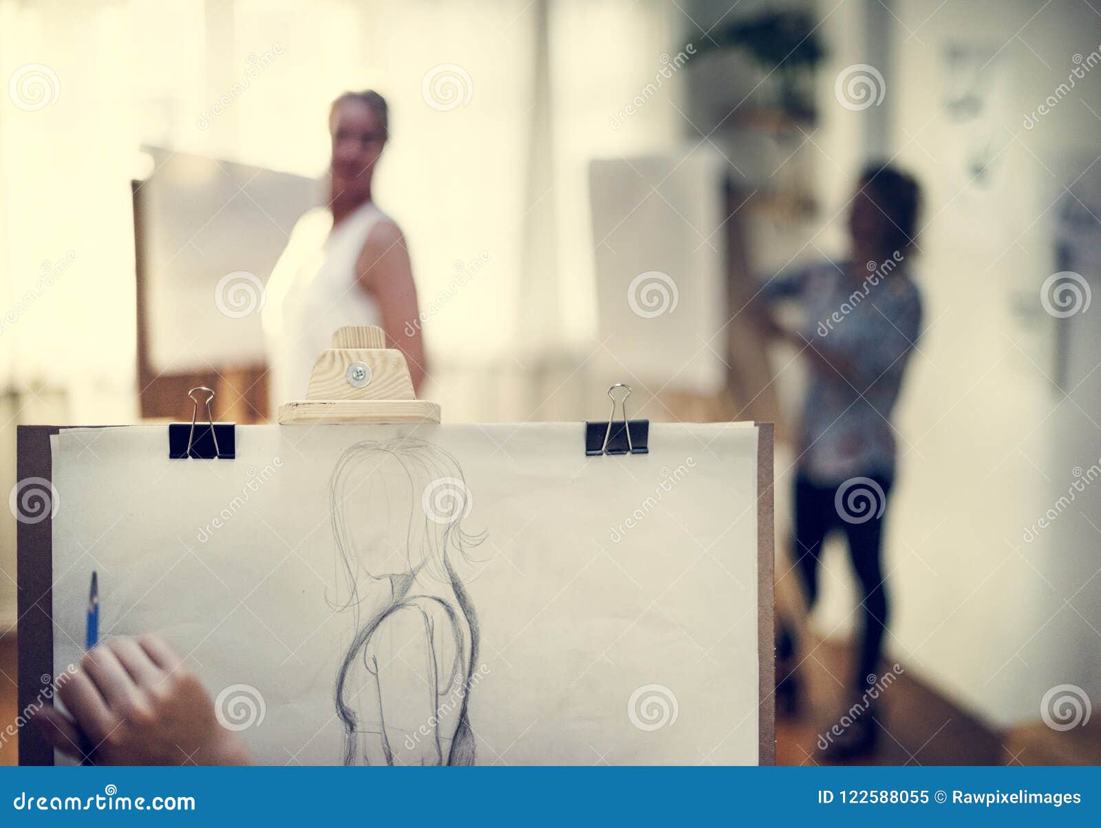 People Drawing from Human Model Stock Image - Image of clothing ...