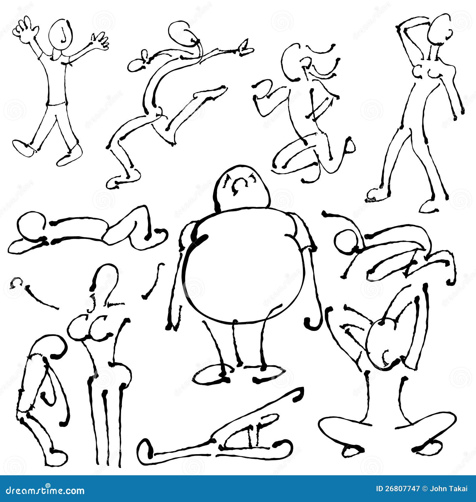 People Drawing Set stock vector. Illustration of dancing - 26807747