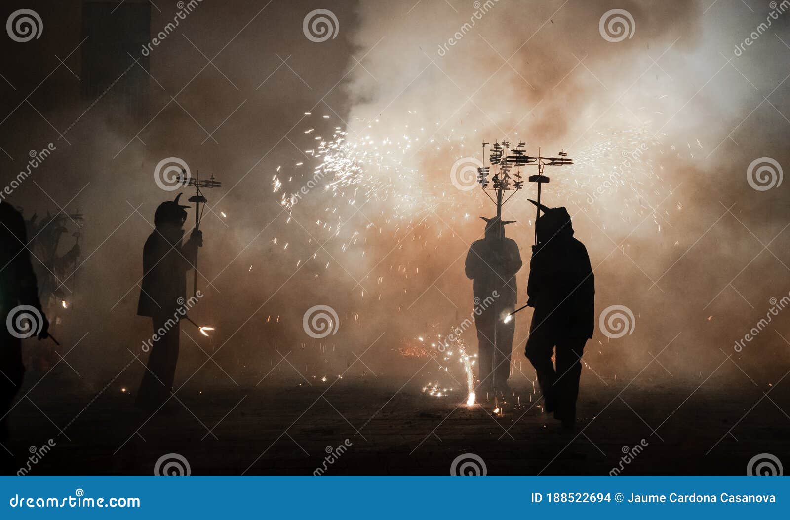 People Dressed As Devils Playing with Pyrotechnics Editorial Stock ...