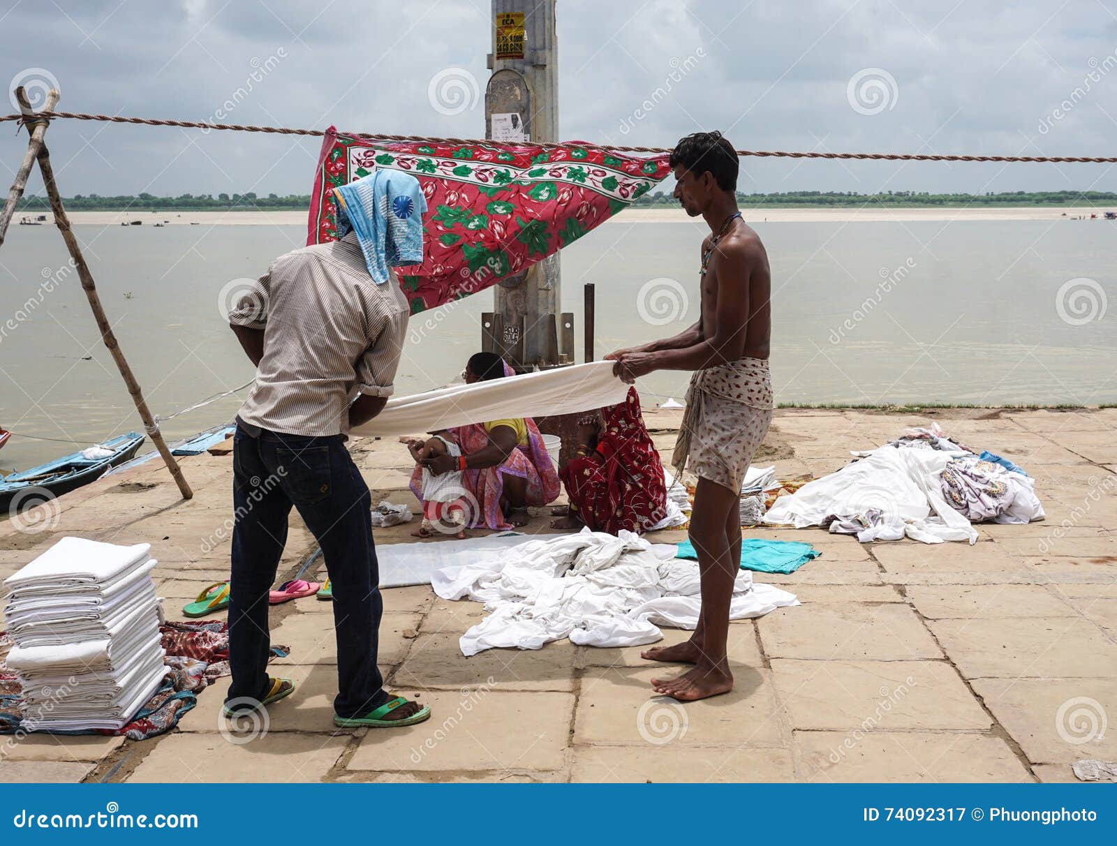 People Drying Clothes on the River Bank in Agra, India Editorial ...