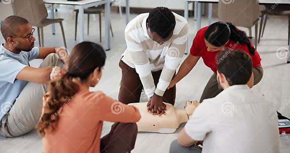 People, Dummy and First Aid in Office for Learning, CPR Workshop or ...