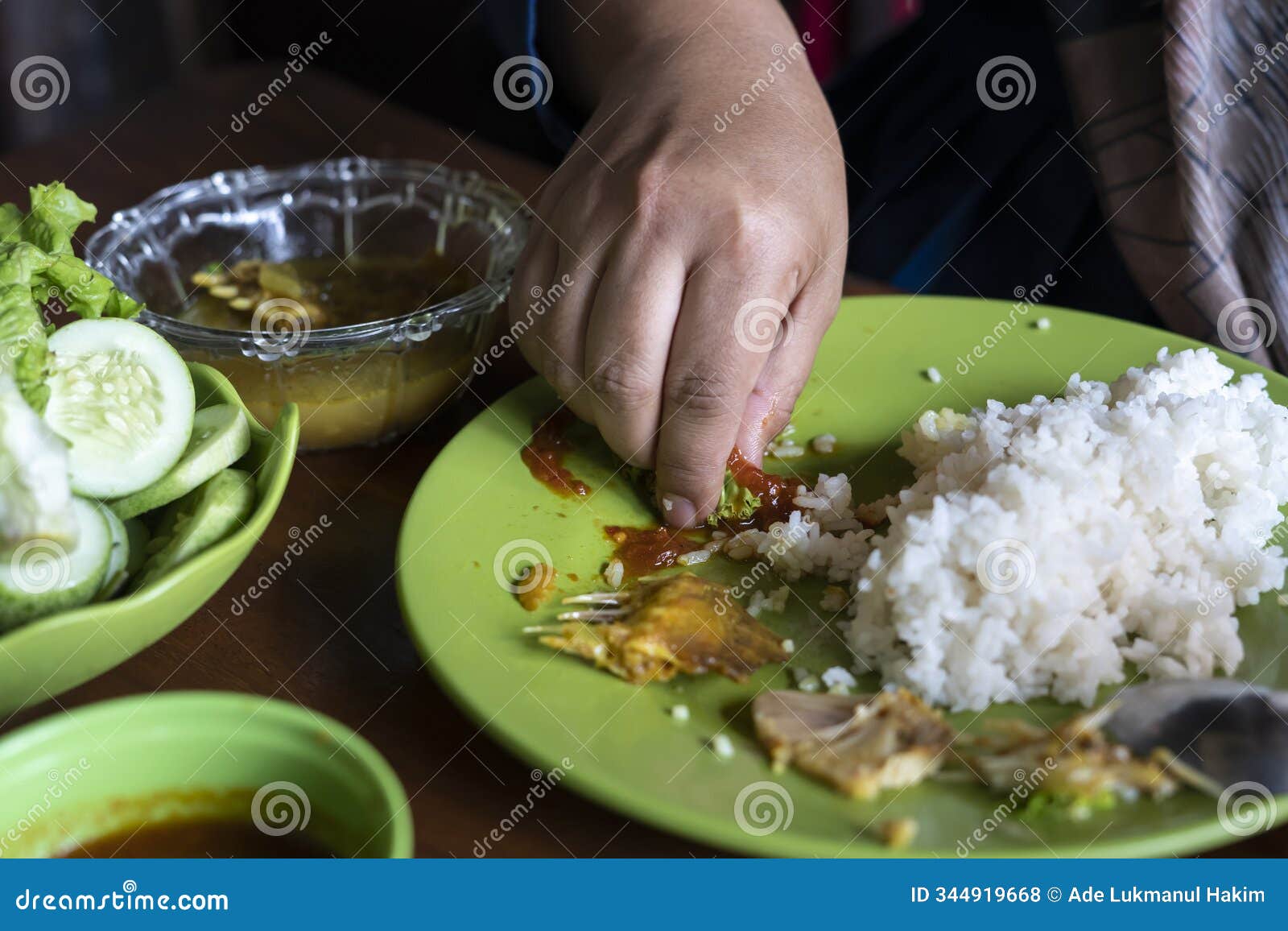 People Eat Rice Complete. People Eat Sundanese Food Stock Photo - Image of cooking, culinary ...
