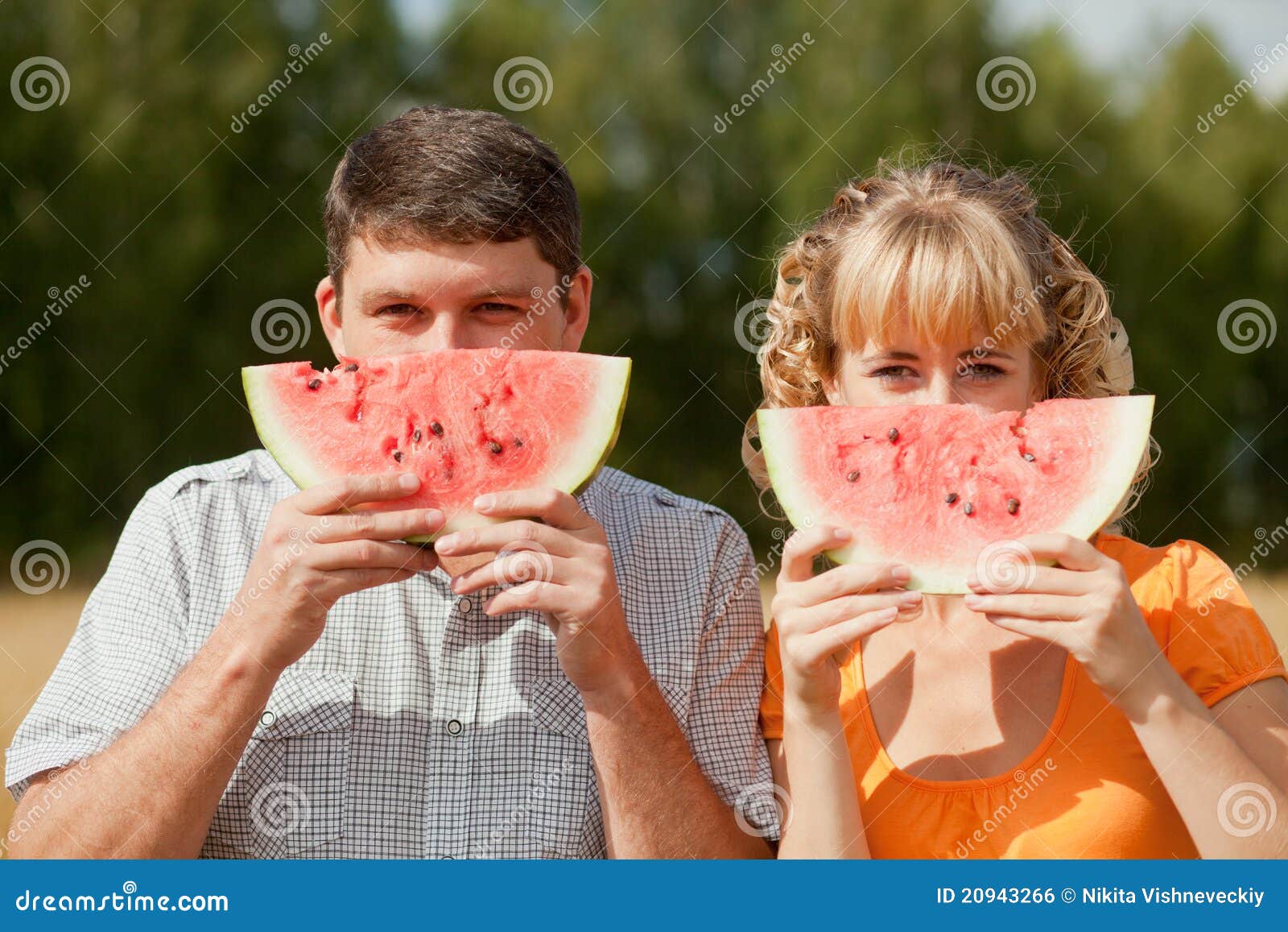 People eat watermelon stock photo. Image of picnic, caucasian - 20943266