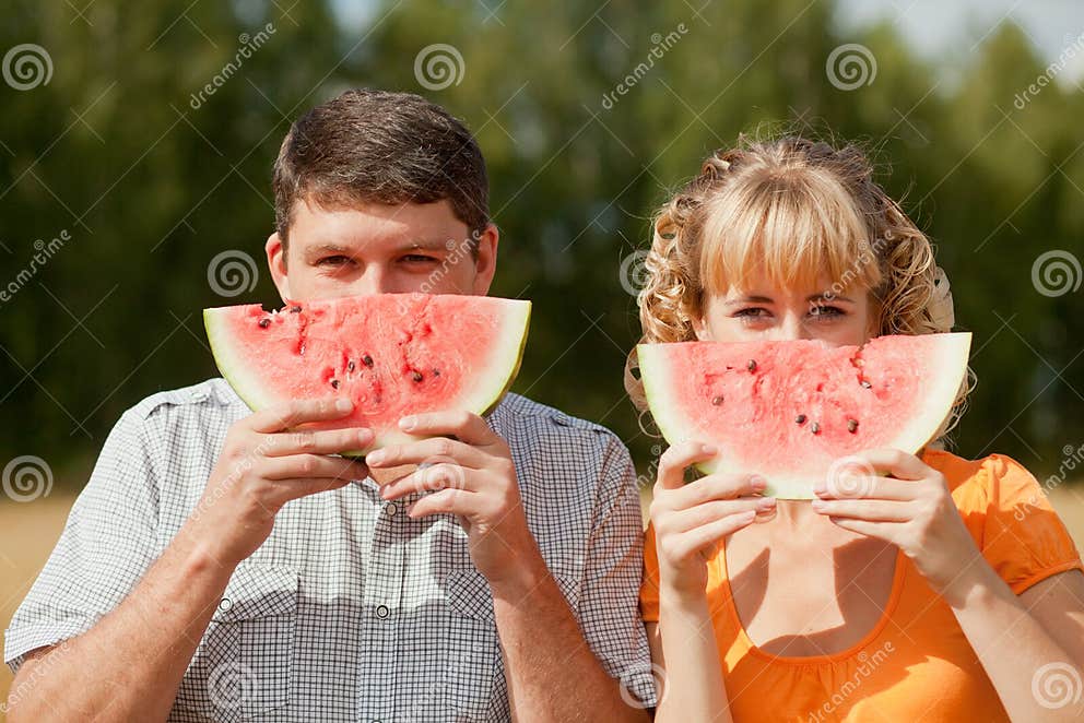 People eat watermelon stock photo. Image of picnic, caucasian - 20943266