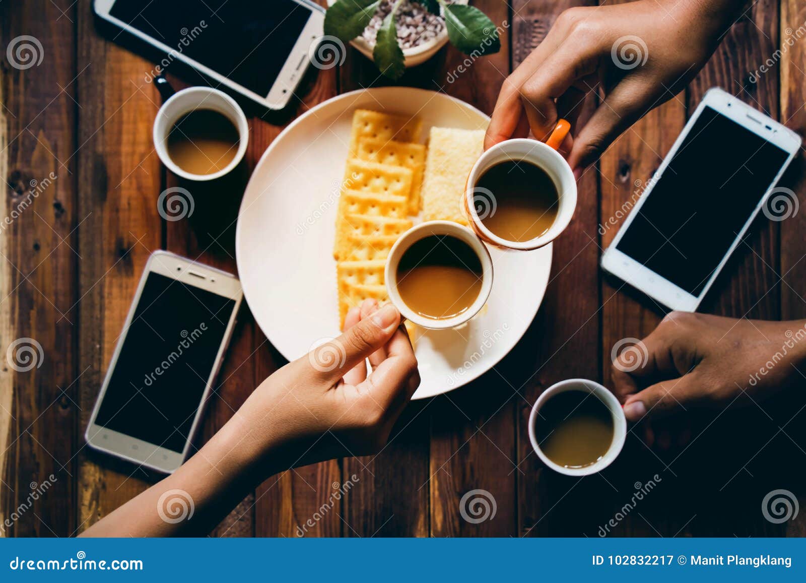 Drinking Coffee with Fun and Happy. Stock Image - Image of friends ...