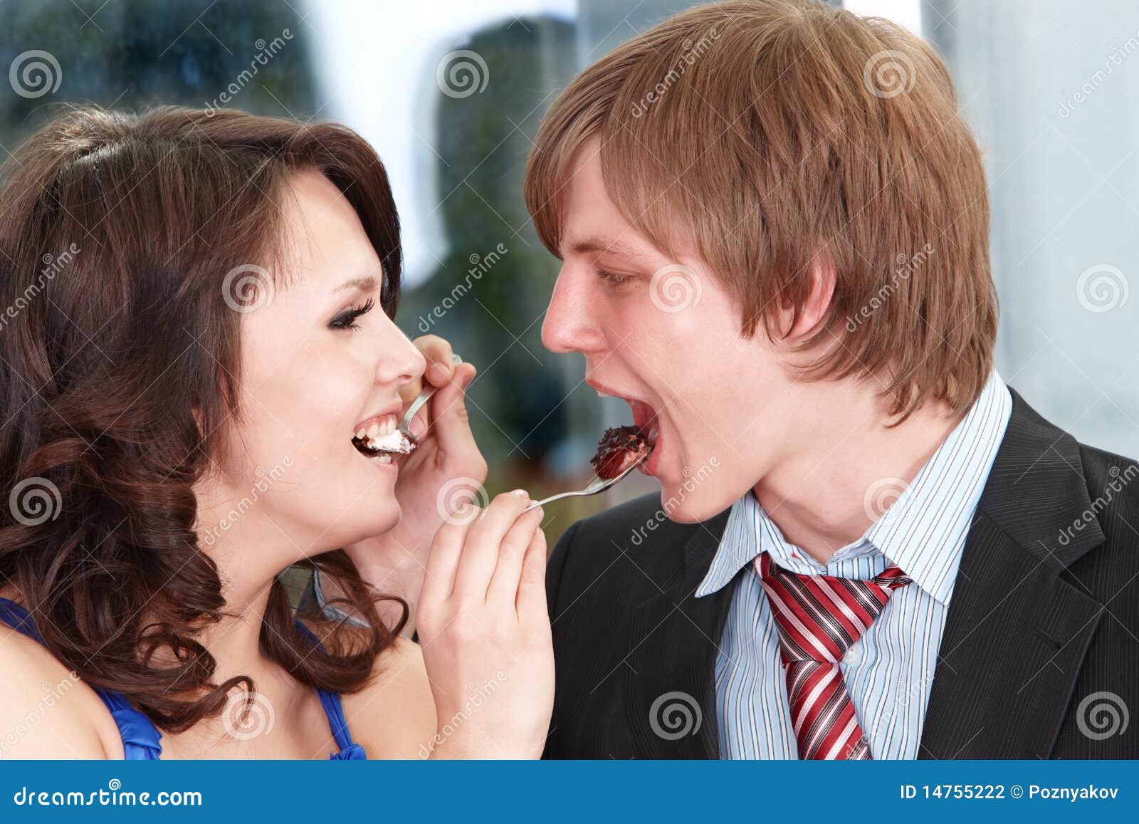 People Eating Cake in Restaurant. Stock Photo - Image of amor, couple ...