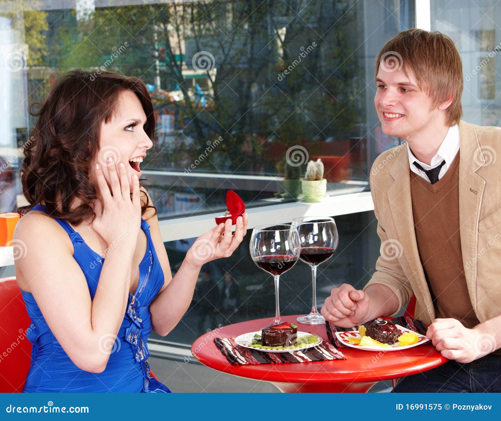 People Eating Cake in Restaurant. Stock Image - Image of female ...