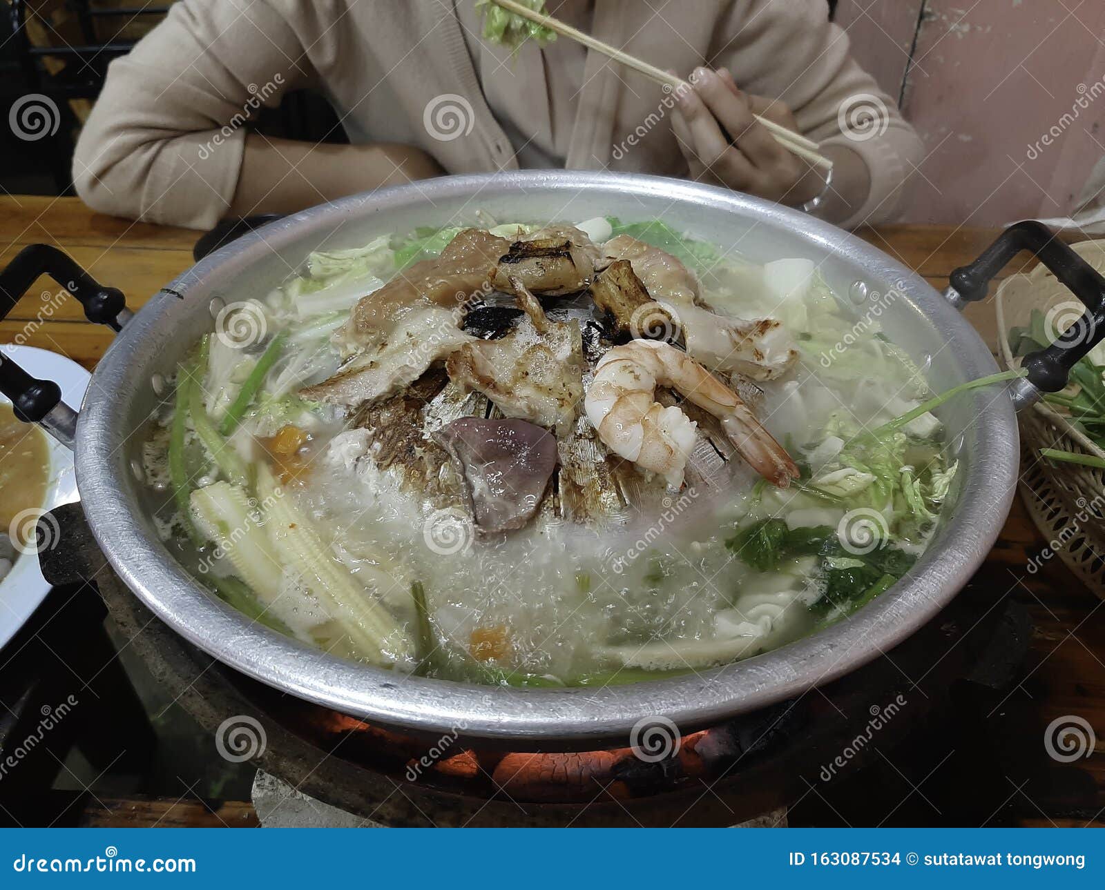 People are eating pan pork stock photo. Image of barbecue - 163087534