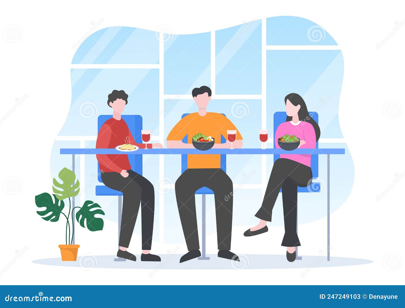 People Eating, Talking, Drinking And Working At Tables On Cafe Or ...