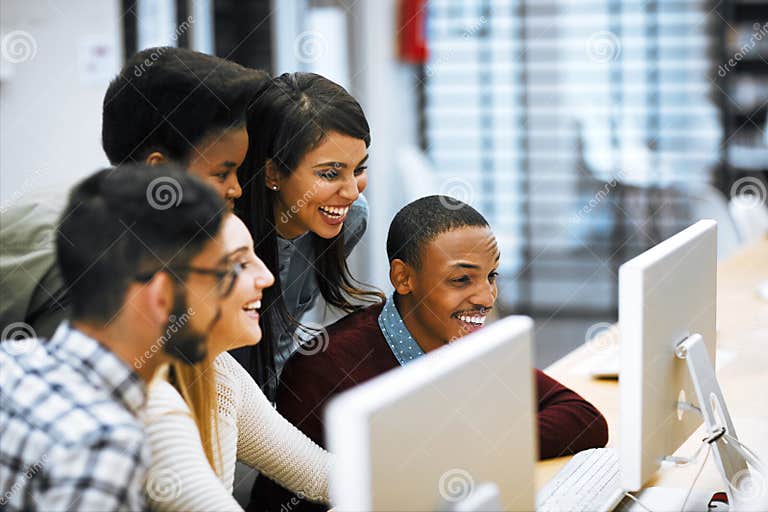 People, Education and Computer Lab in University with Teamwork ...