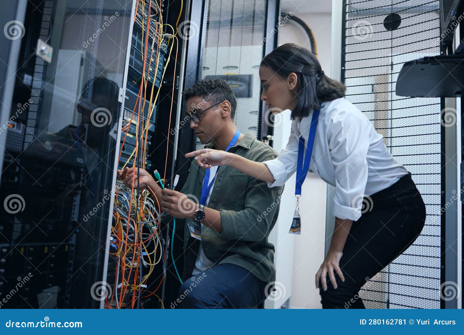 It People, Engineer or Server Room Cable for Programming or Connection ...