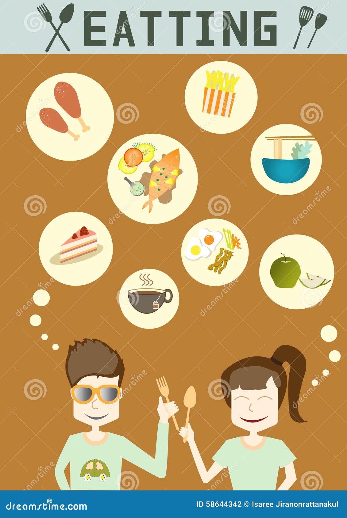 People Enjoy Eating, Illustrations Stock Illustration - Illustration of ...
