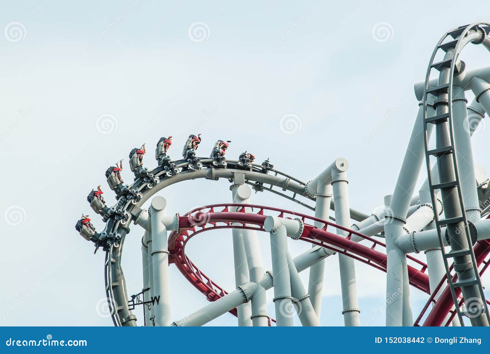 People Enjoy Roller Coaster on Sky Background View Stock Photo - Image ...