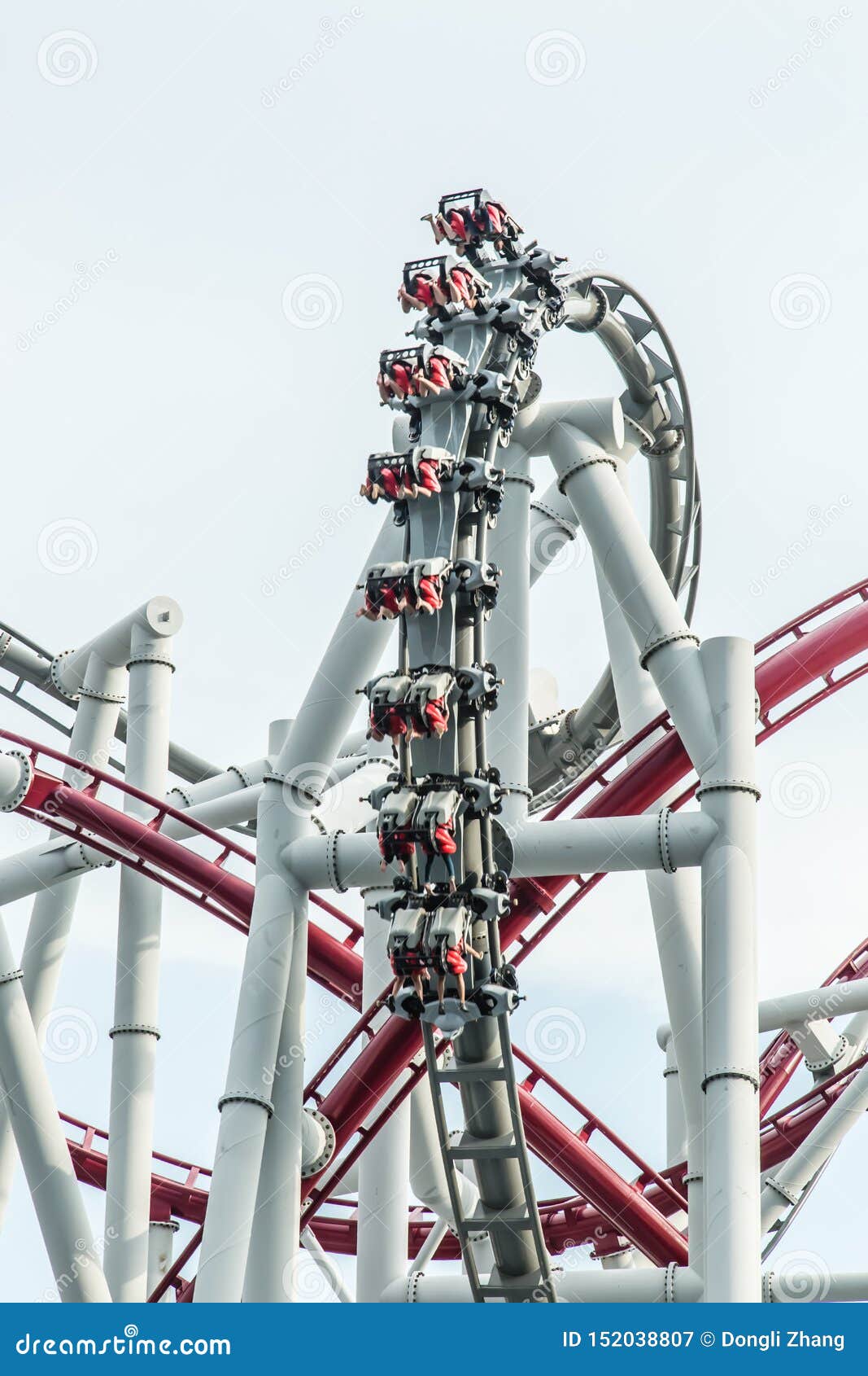People Enjoy Roller Coaster on Sky Background View Stock Image - Image ...
