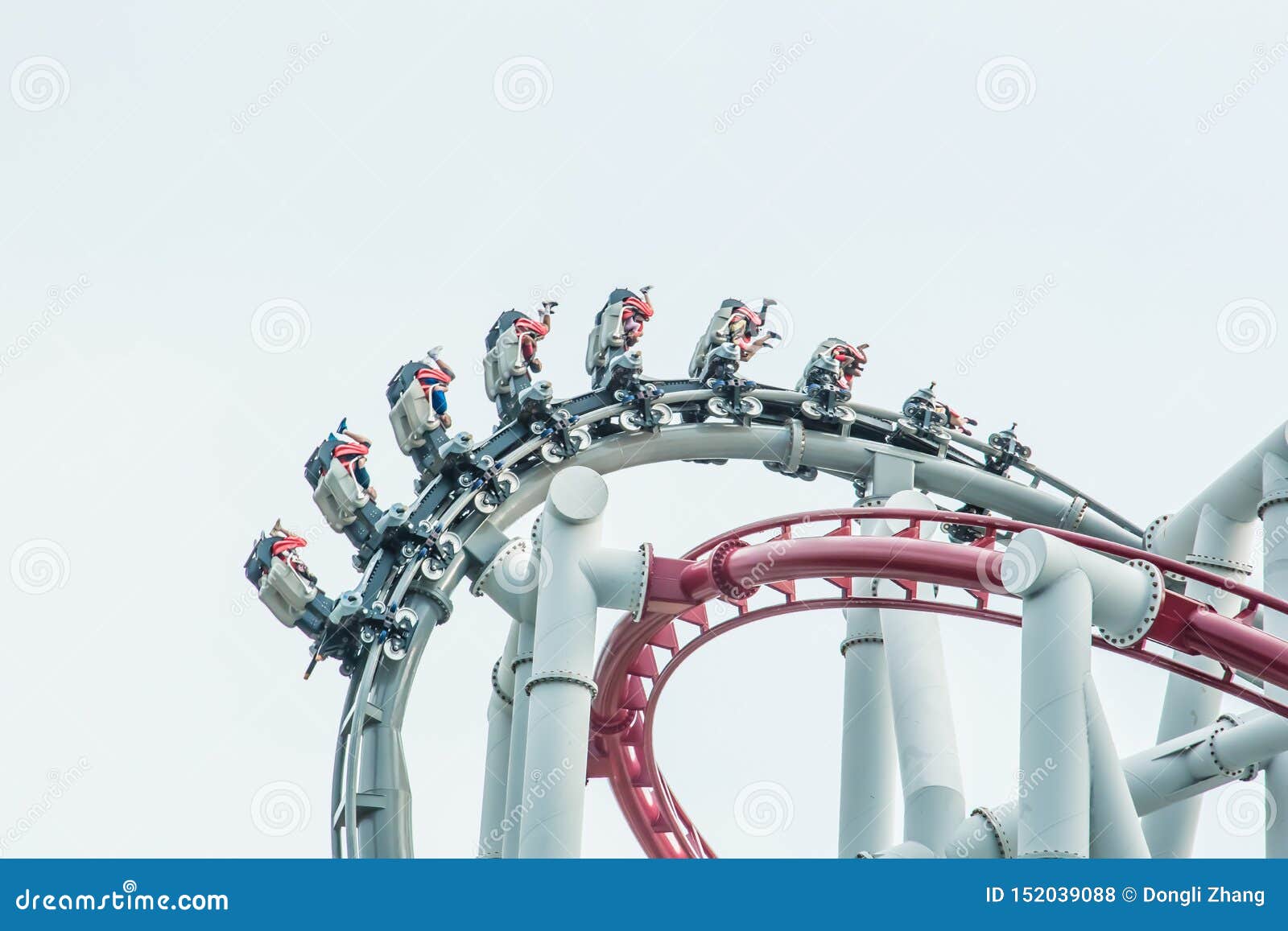 People Enjoy Roller Coaster on Sky Background View Stock Photo - Image ...