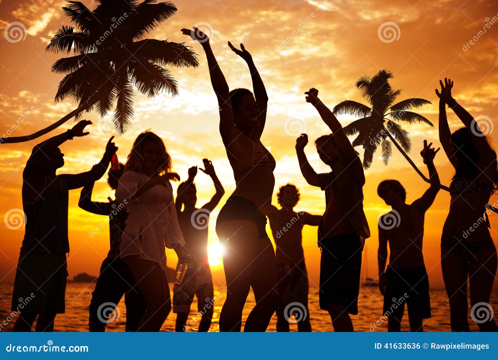 People Enjoying Party by the Beach Stock Photo - Image of party, palm ...