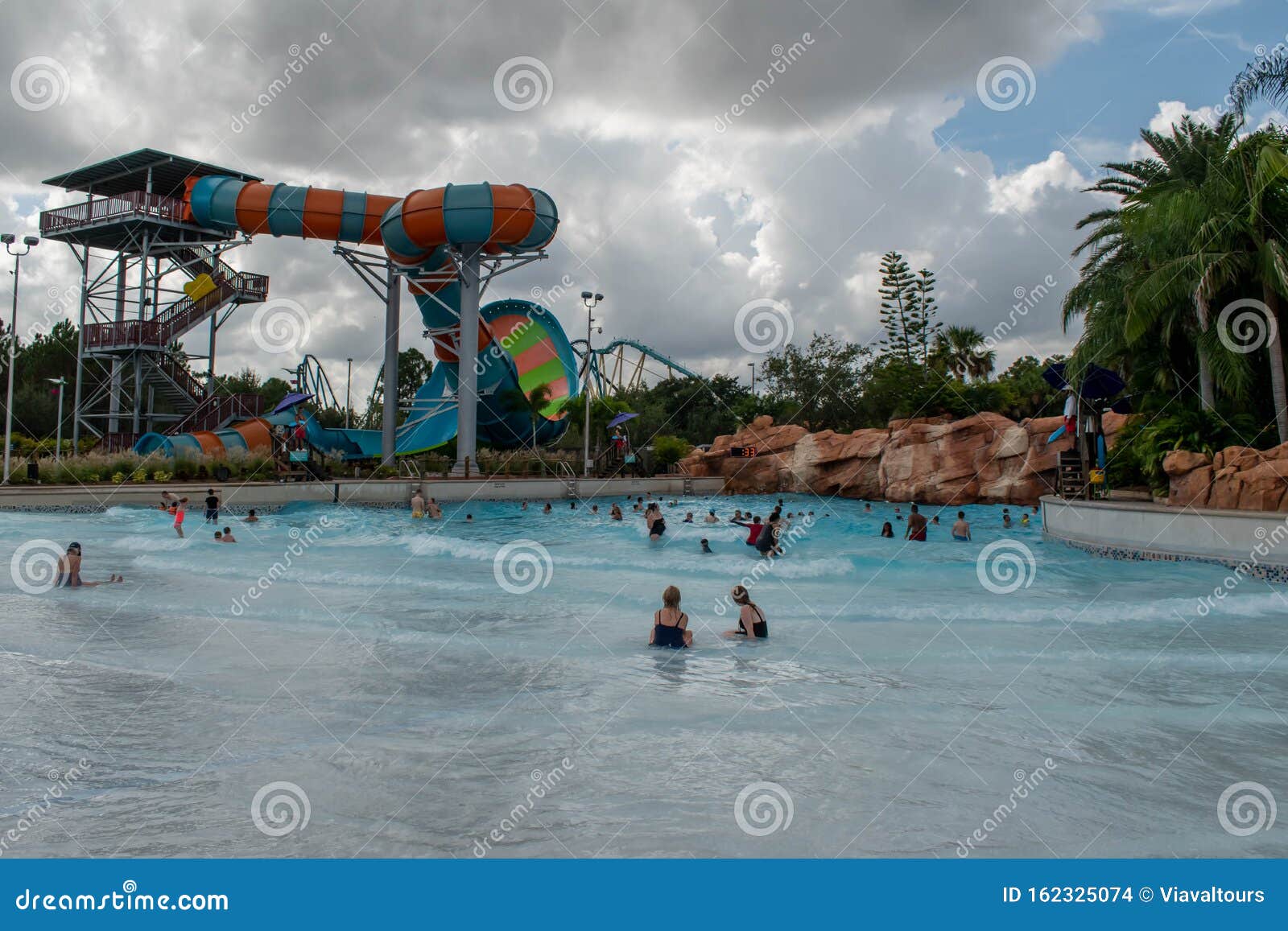 People Enjoying Pool with Waves at Aquatica 3. Editorial Stock Image ...