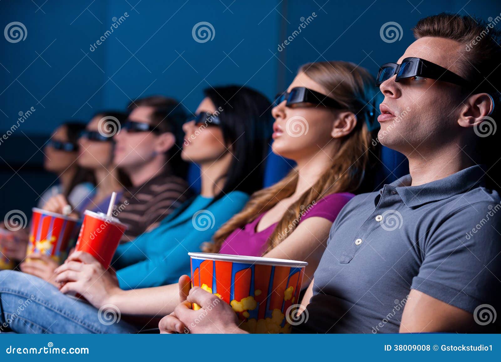 People Enjoying Three-dimensional Movie. Stock Photo - Image of ...