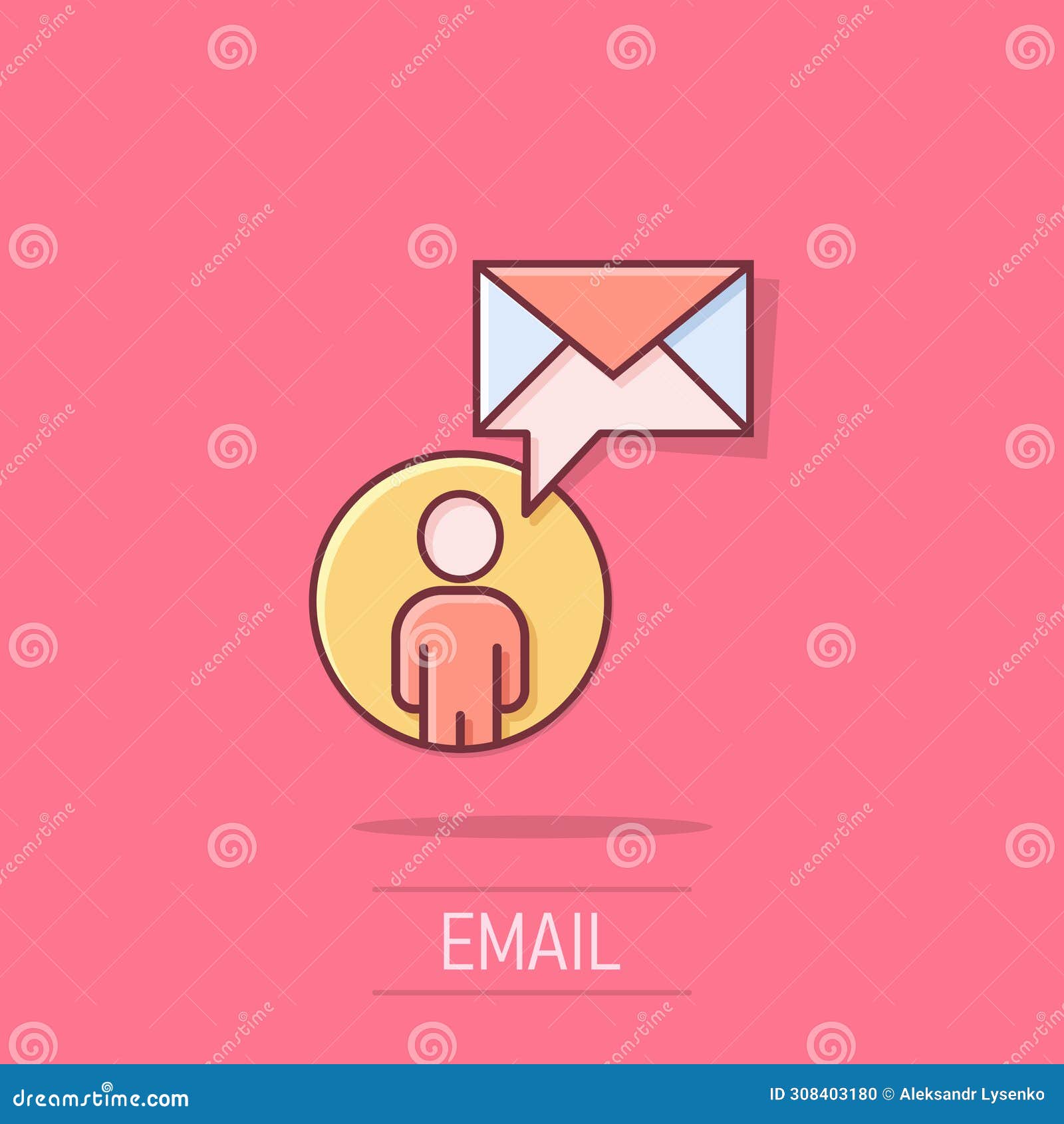 People with Envelope Icon in Comic Style. Email Receive Cartoon Vector ...