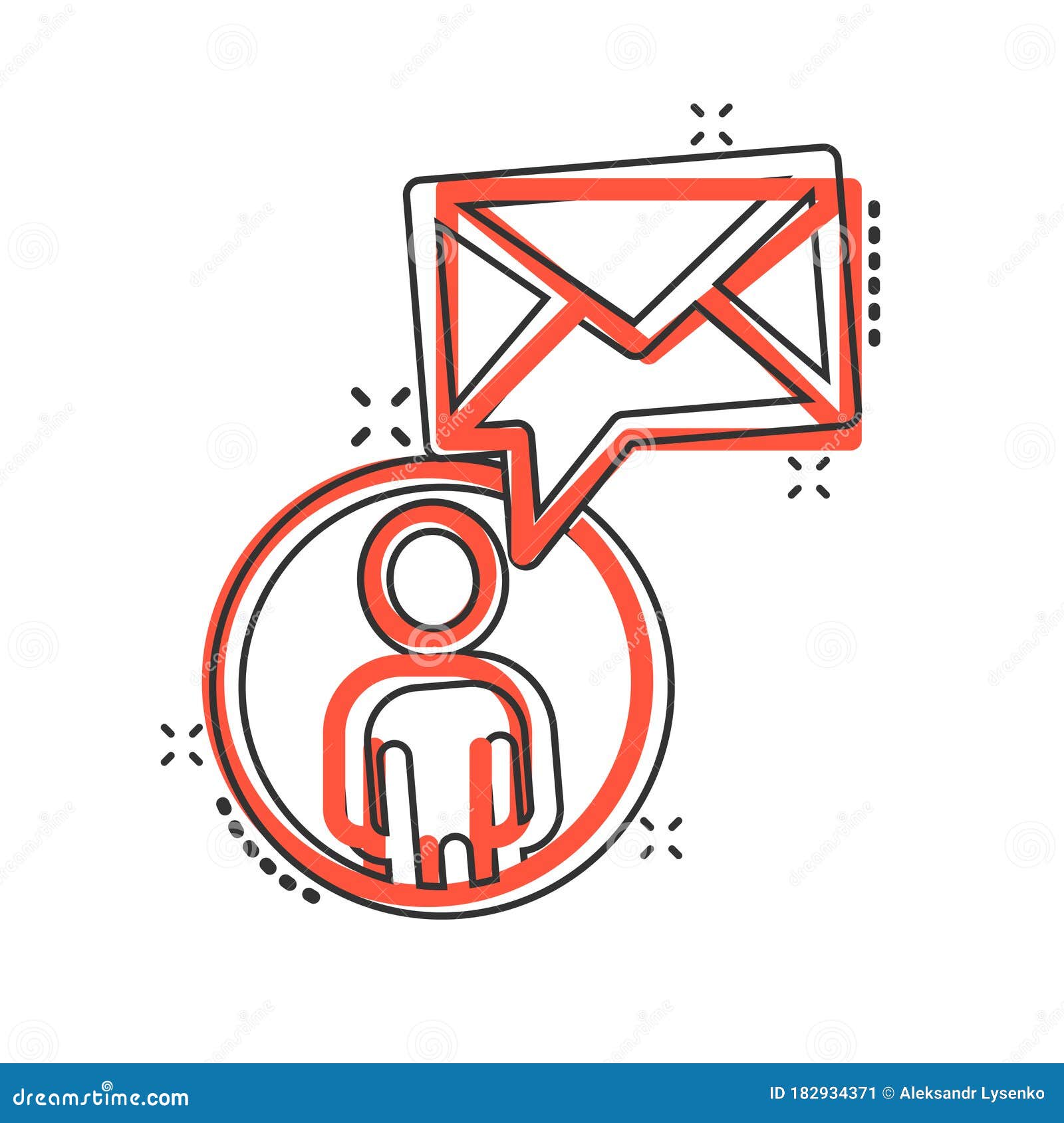 People with Envelope Icon in Comic Style. Email Receive Cartoon Vector ...
