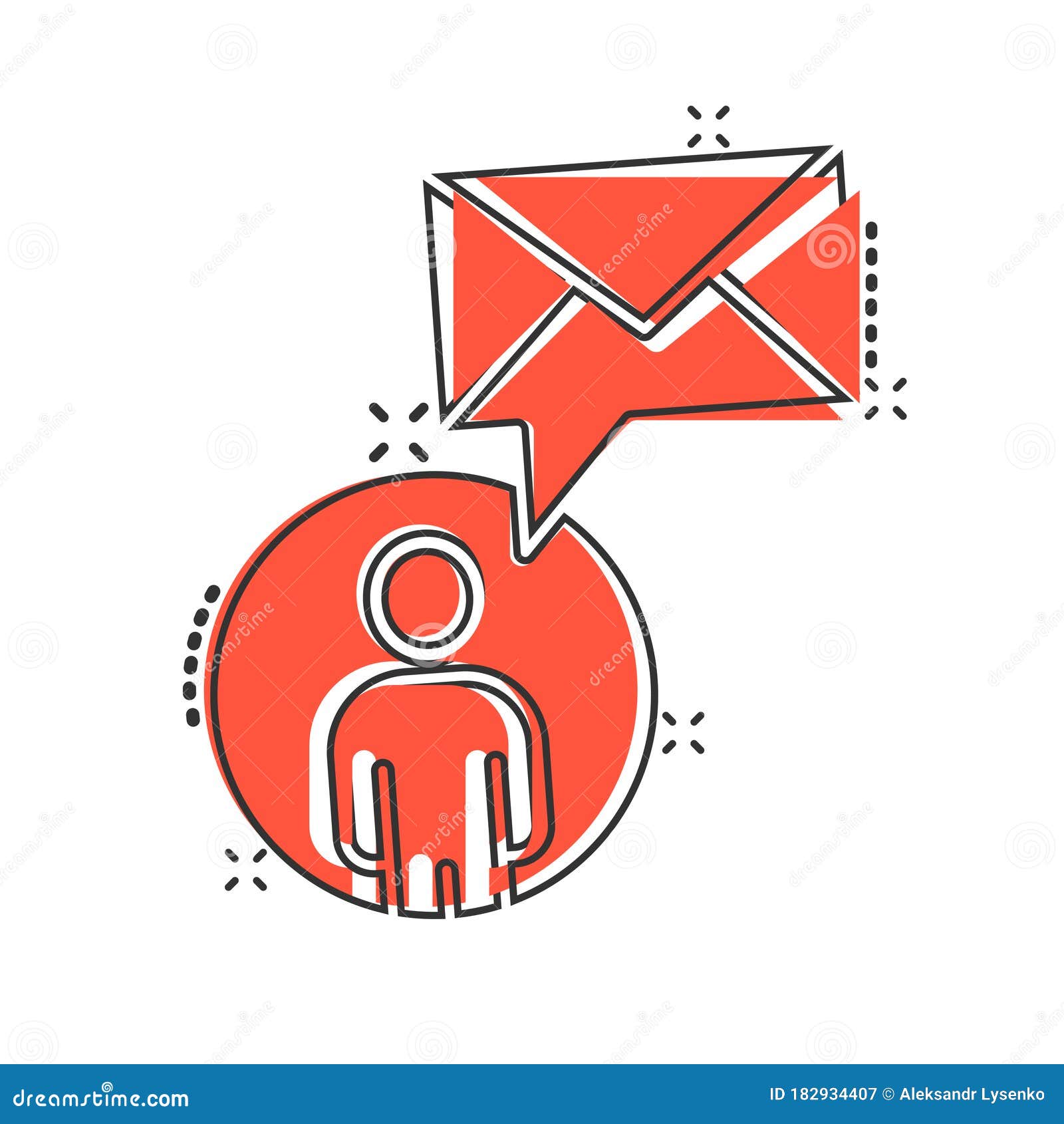People with Envelope Icon in Comic Style. Email Receive Cartoon Vector ...