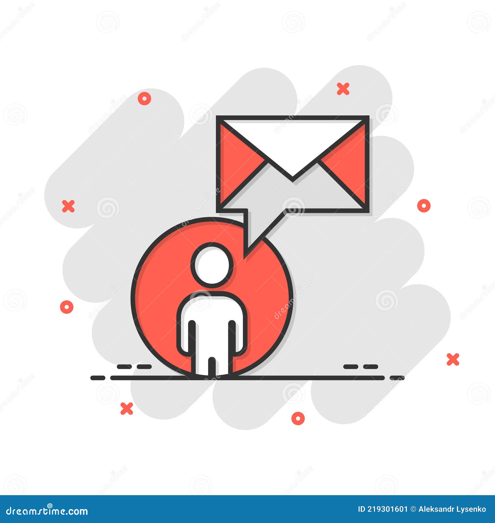People with Envelope Icon in Comic Style. Email Receive Cartoon Vector ...