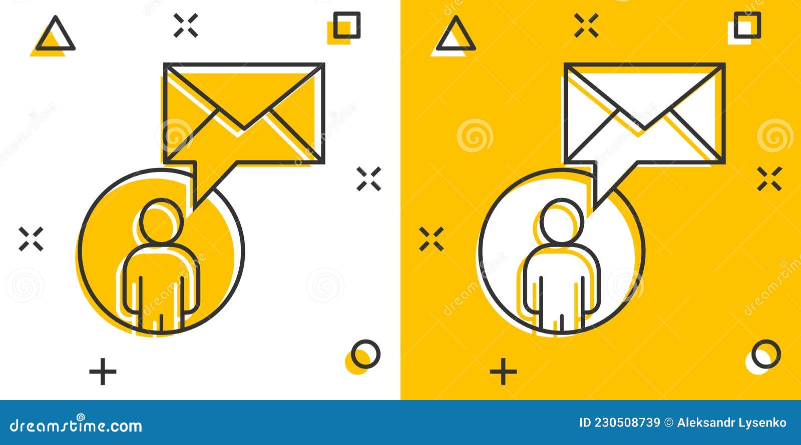 People with Envelope Icon in Comic Style. Email Receive Cartoon Vector ...