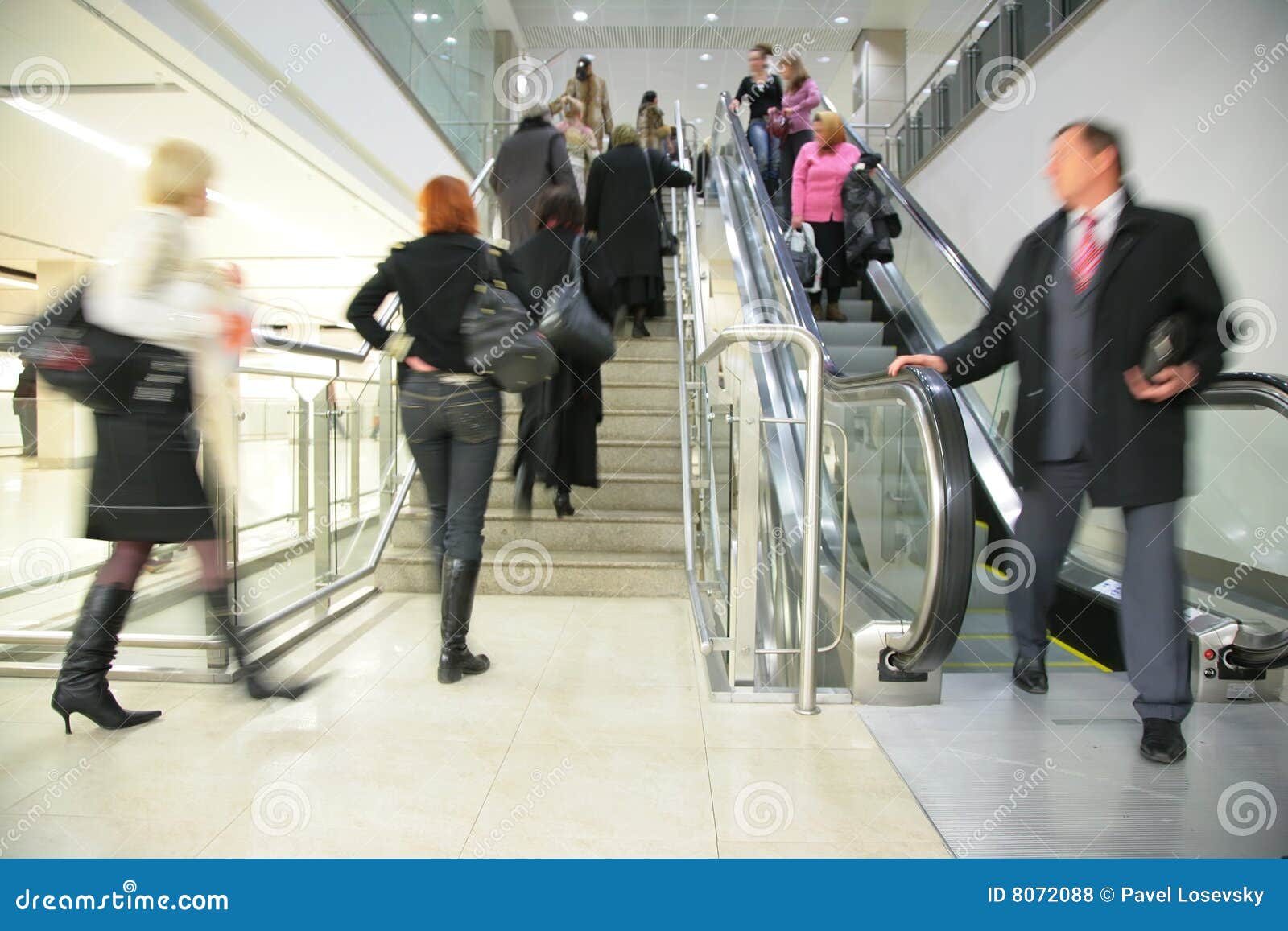 People on Escalator and Ladder Stock Photo - Image of casual, business ...
