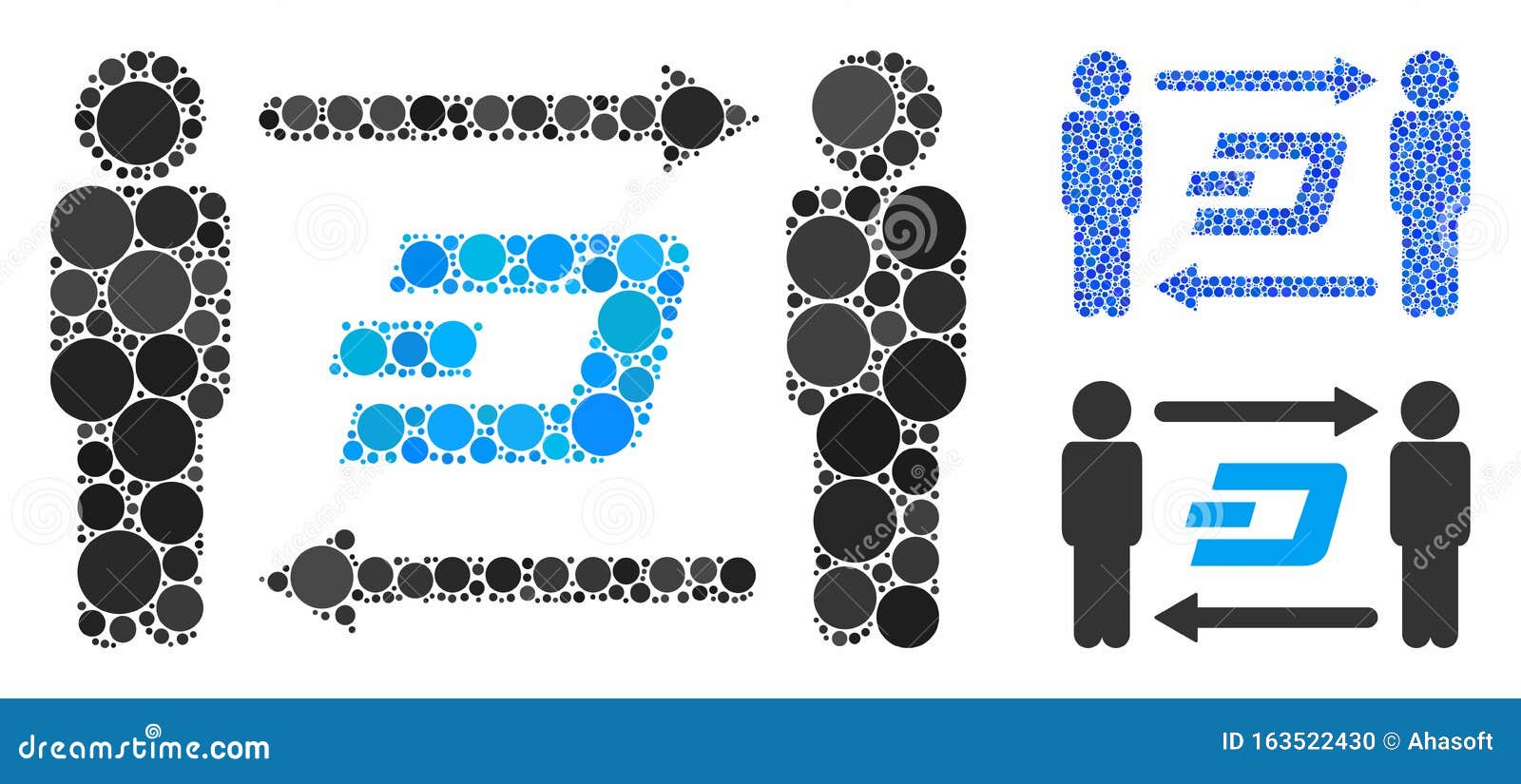 People Exchange Dash Mosaic Icon of Circle Dots Stock Illustration ...