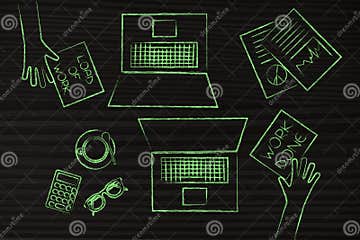 People Exchanging Loads of Work and Tasks Done at the Office Stock ...