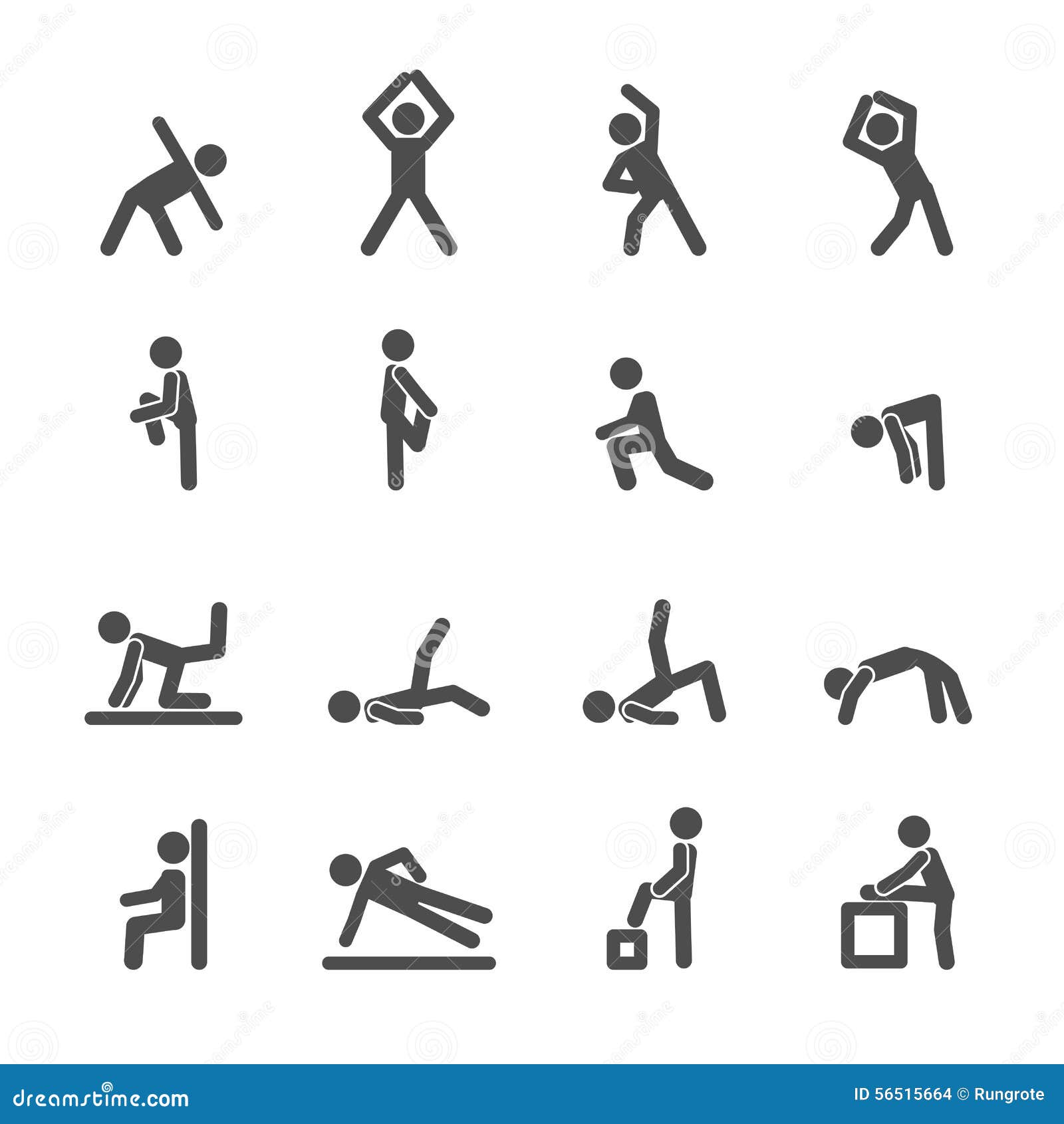 People Exercise in Fitness Icon Set, Vector Eps10 Stock Vector ...