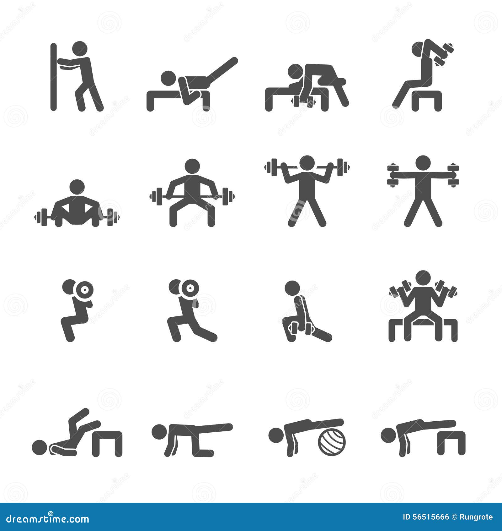 People Exercise in Fitness Icon Set, Vector Eps10 Stock Vector ...