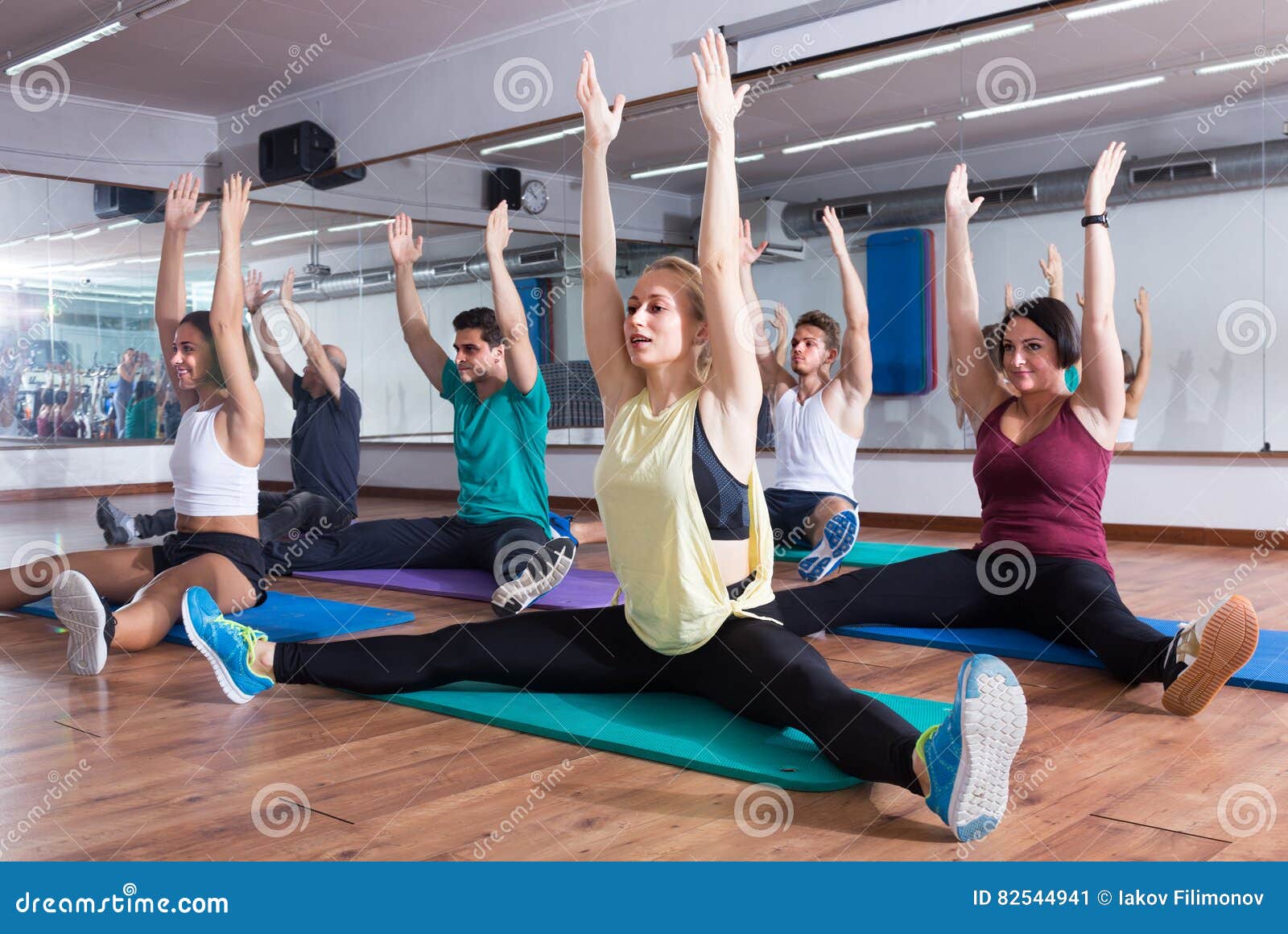 People Exercising in Dance Hall Stock Image - Image of popular, bright ...